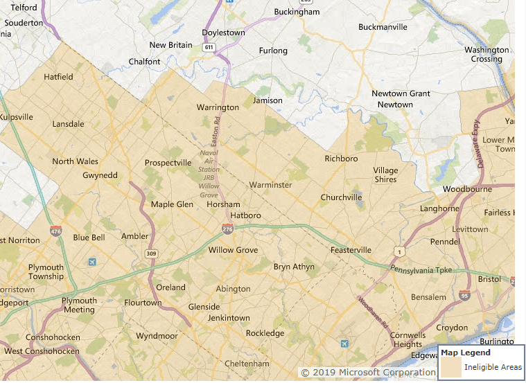 Lower Bucks County Map Bucks County, PA Zip Code Wall Map Premium