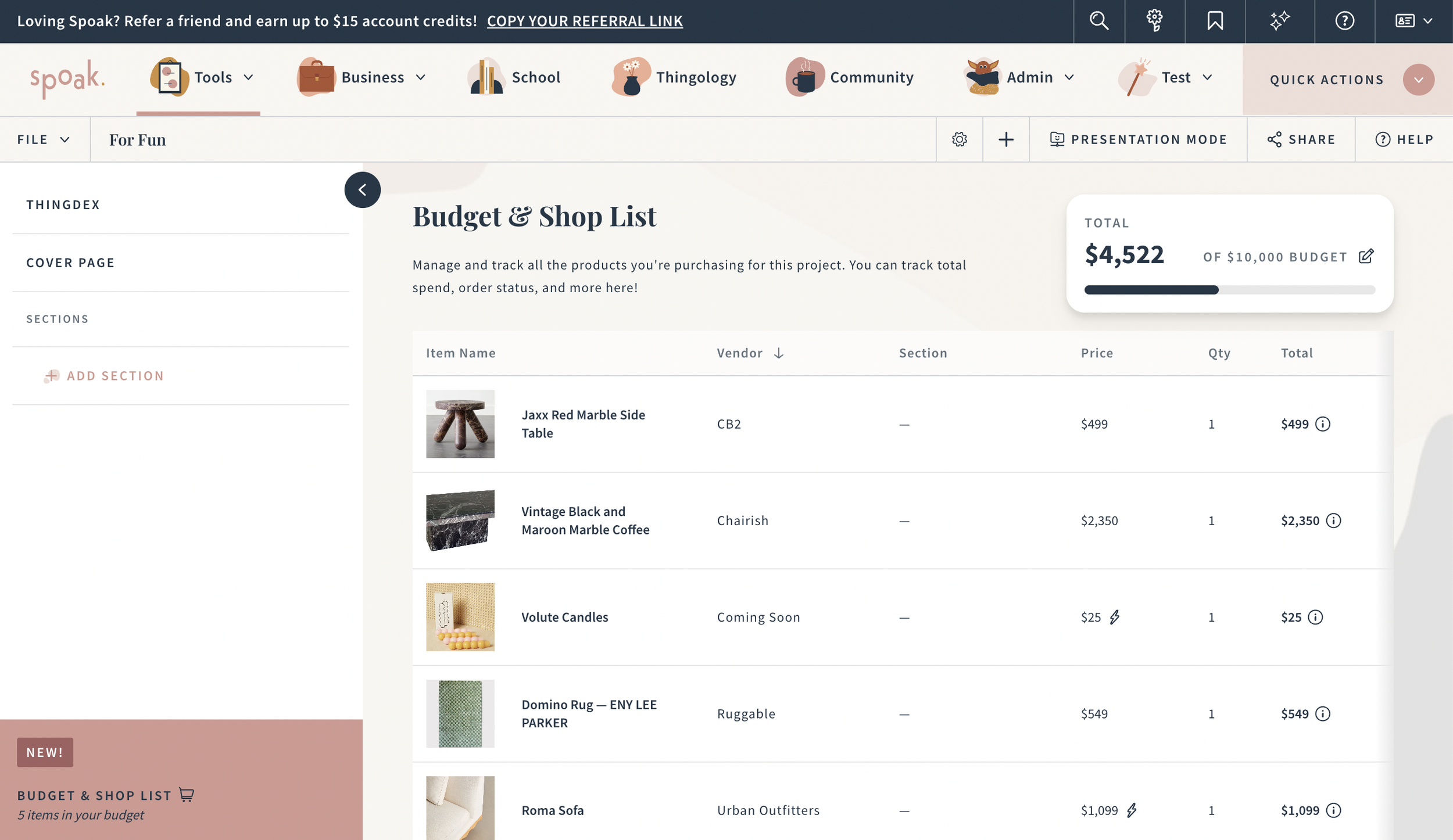Online interior design tools — Spoak
