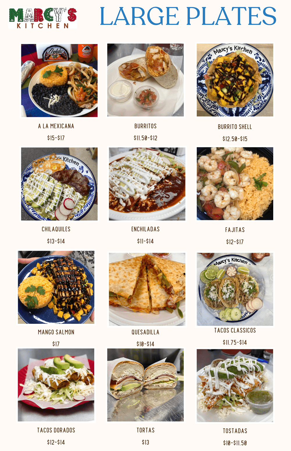 Full Menu — Marcy's Kitchen