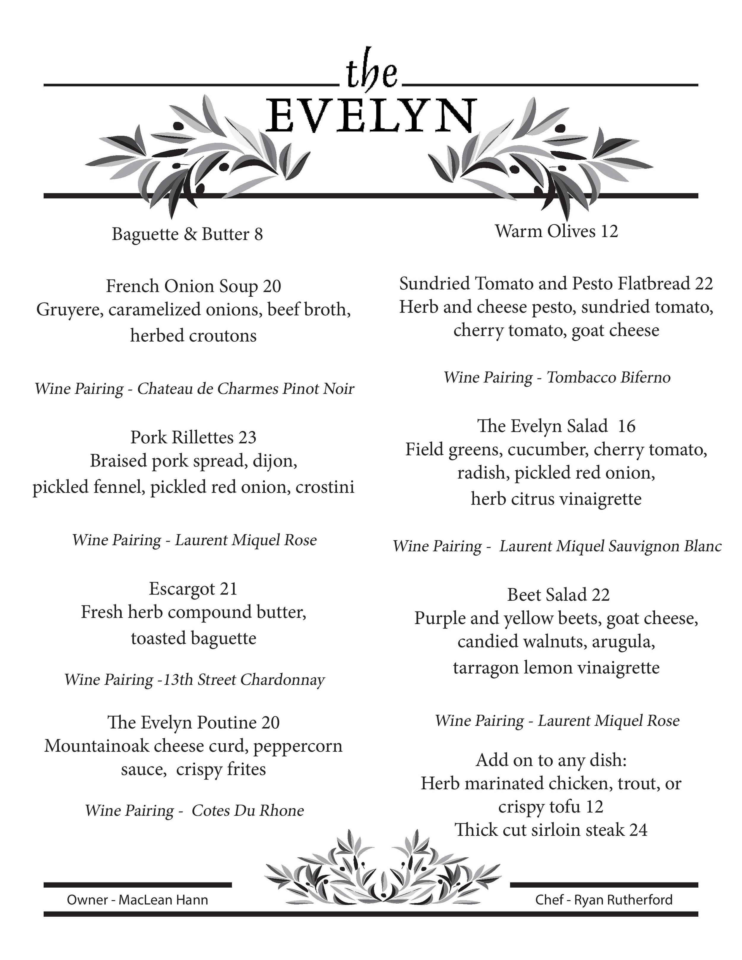 All Day Menu — The Evelyn
