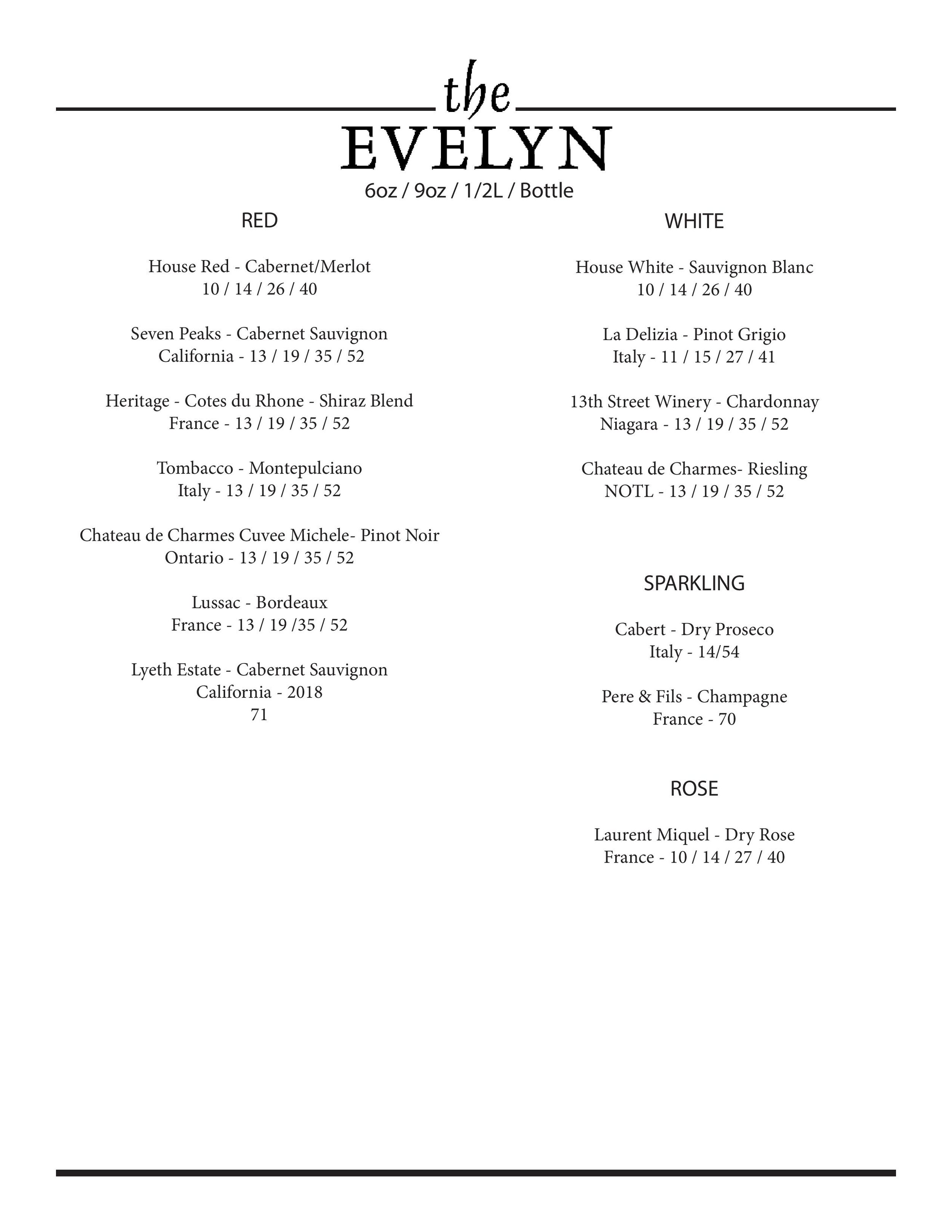 Wine and Bar — The Evelyn