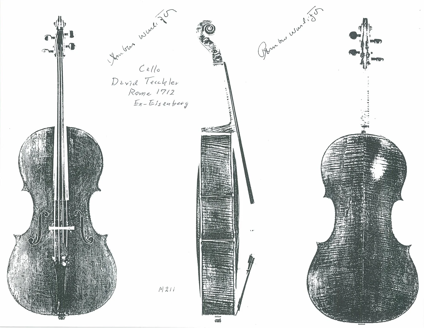 Wurlitzer Papers — David Tecchler Cello, Rome 1712
