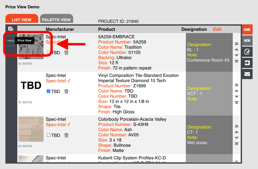 Price View — Spec-ID