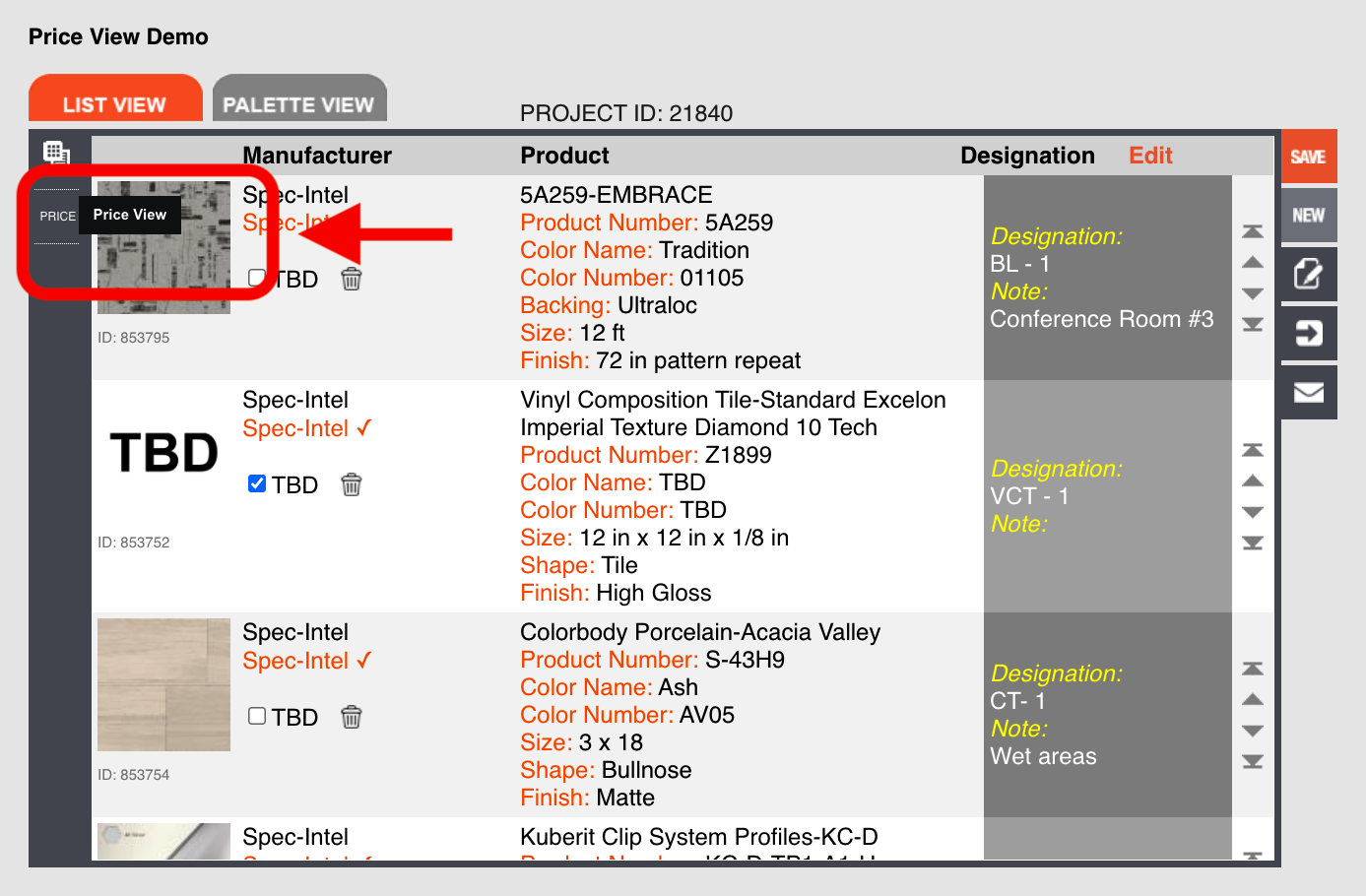 Price View — Spec-ID