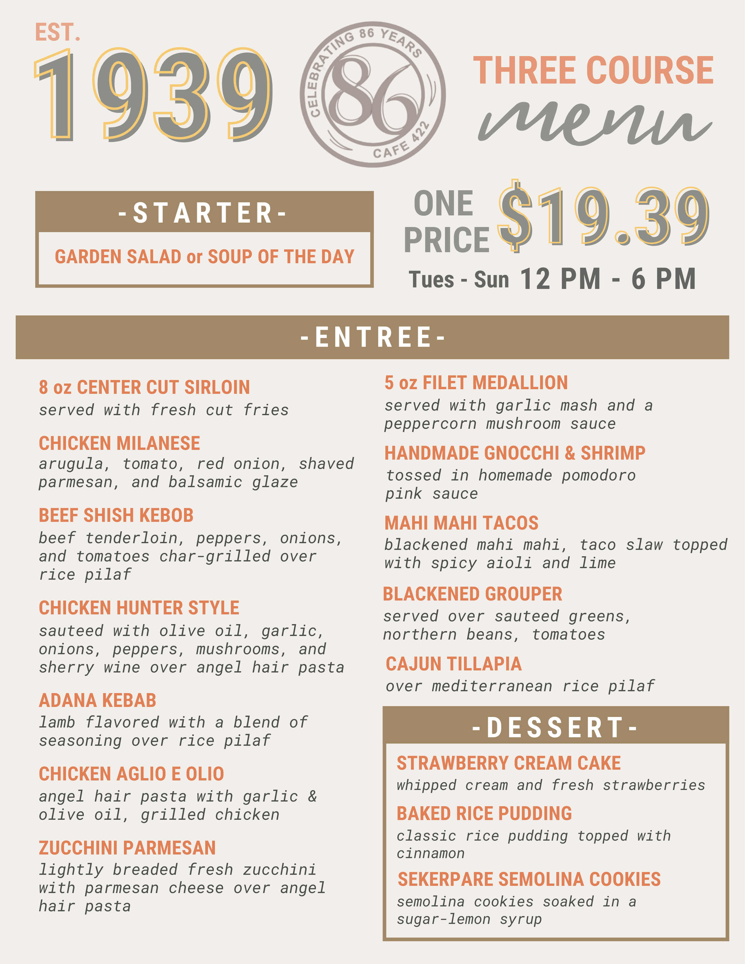 Daily Promotions — Café 422