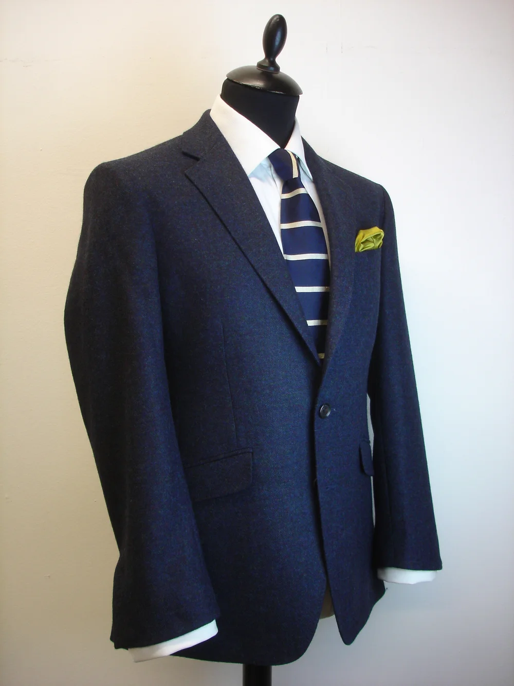 Navy Blue Herringbone Tweed Jacket in Yorkshire Cheviot Tweed — TWEED ...