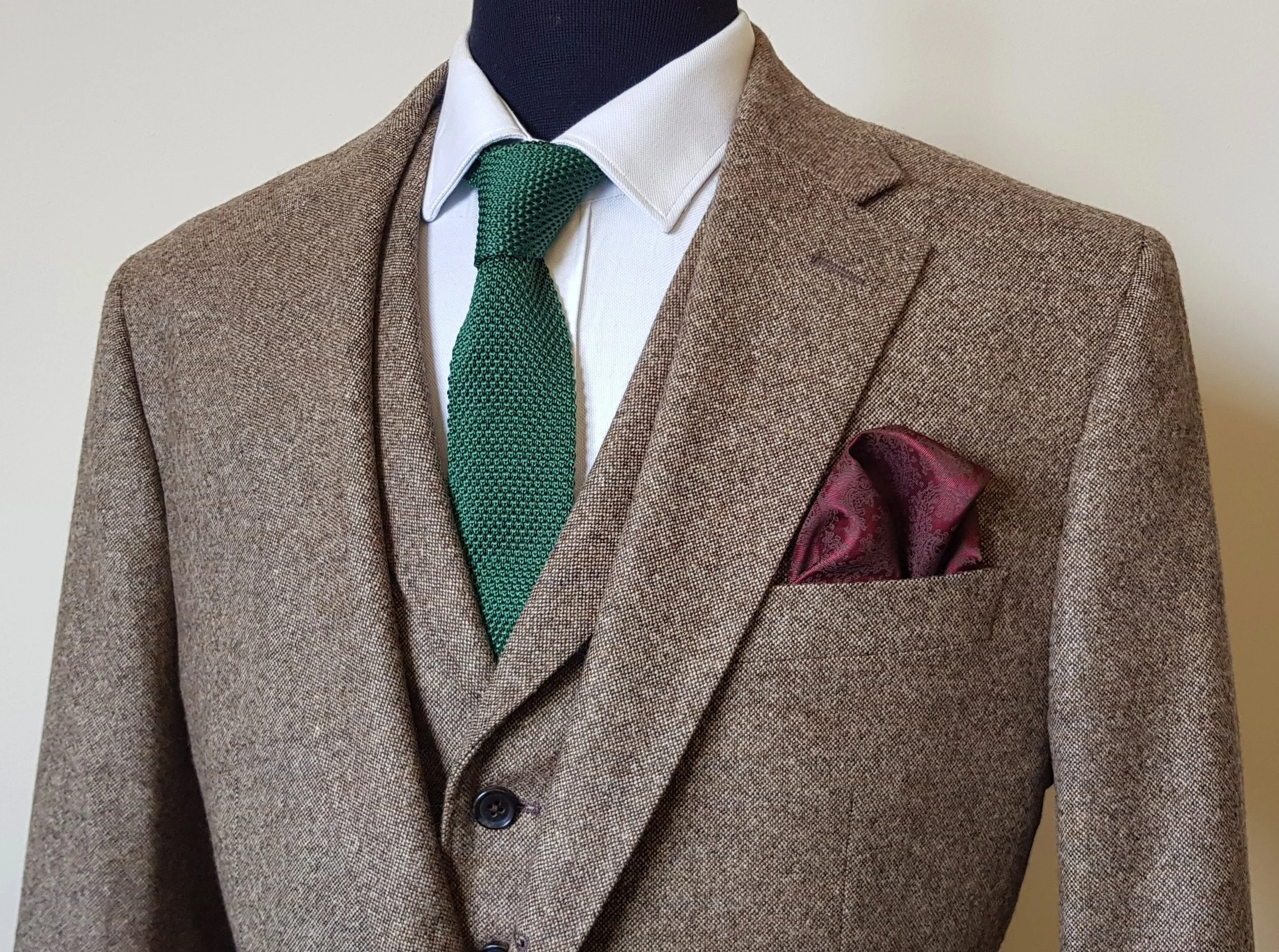 3 Piece Tweed Suit in Light Brown Lambswool — TWEED ADDICT