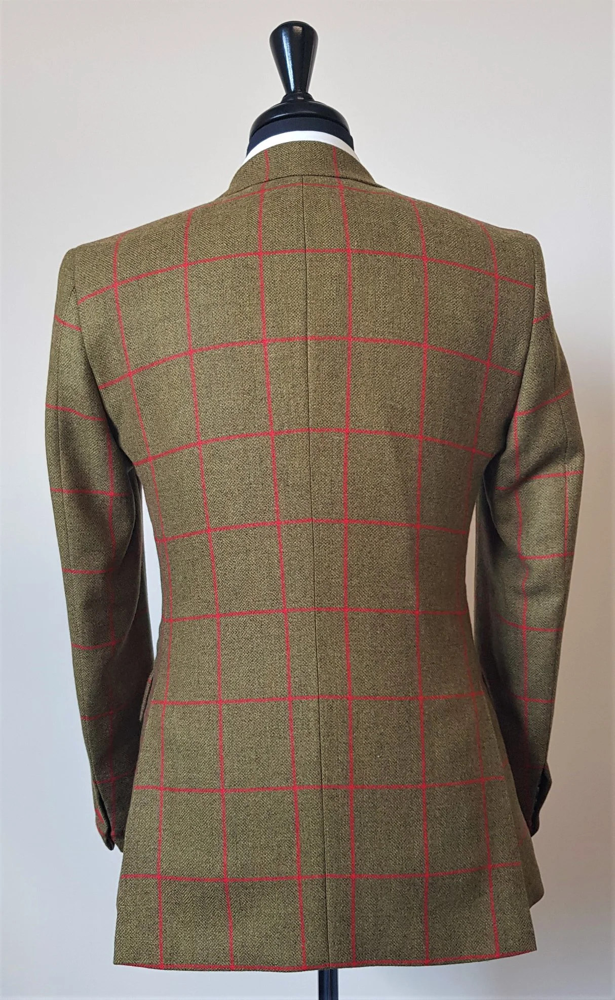 Green tweed jacket with red windowpane check — TWEED ADDICT