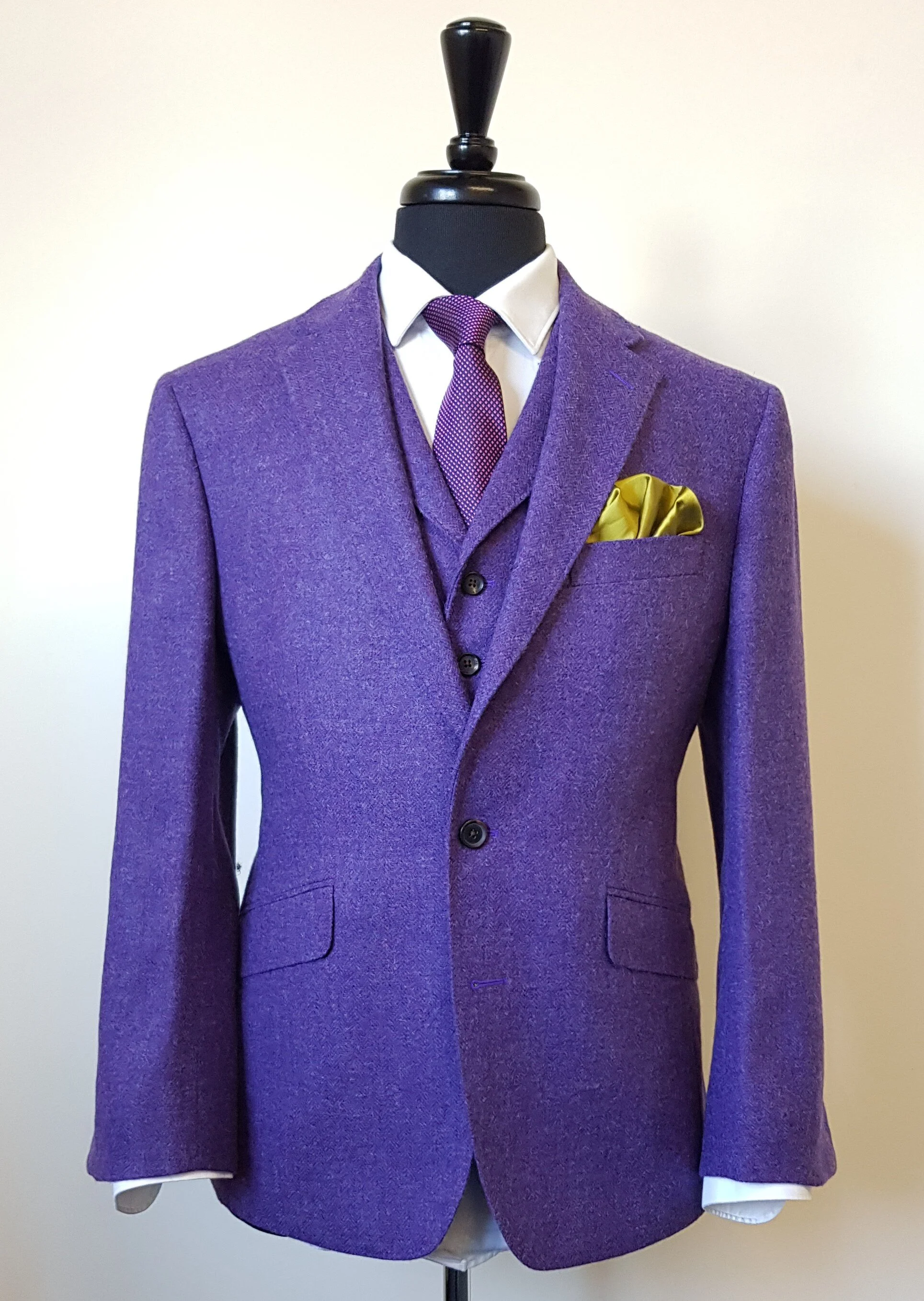 Purple herringbone 3 piece tweed suit — TWEED ADDICT