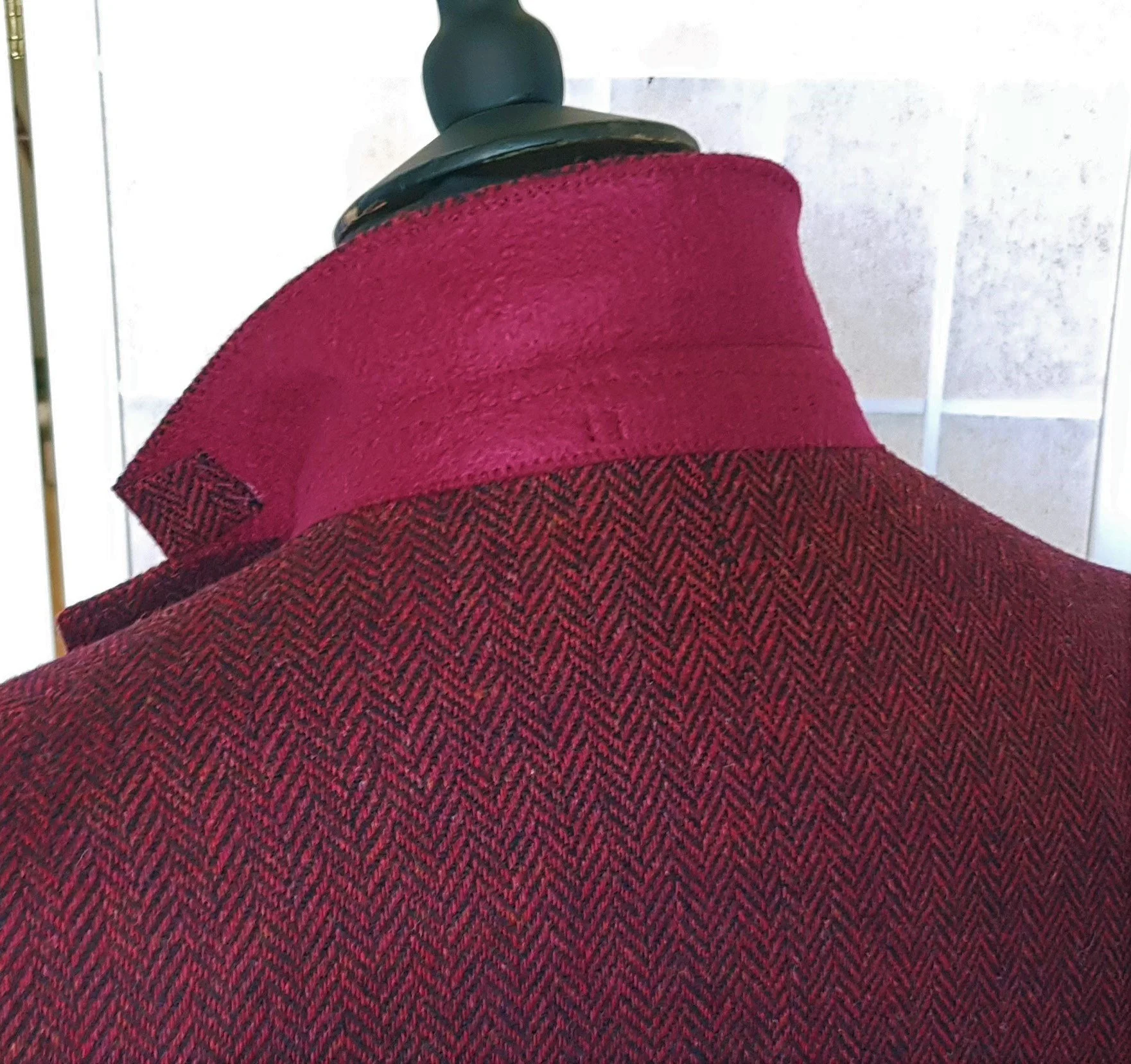 2 Button Jacket in Red Herringbone Holland and Sherry Tweed — TWEED ADDICT