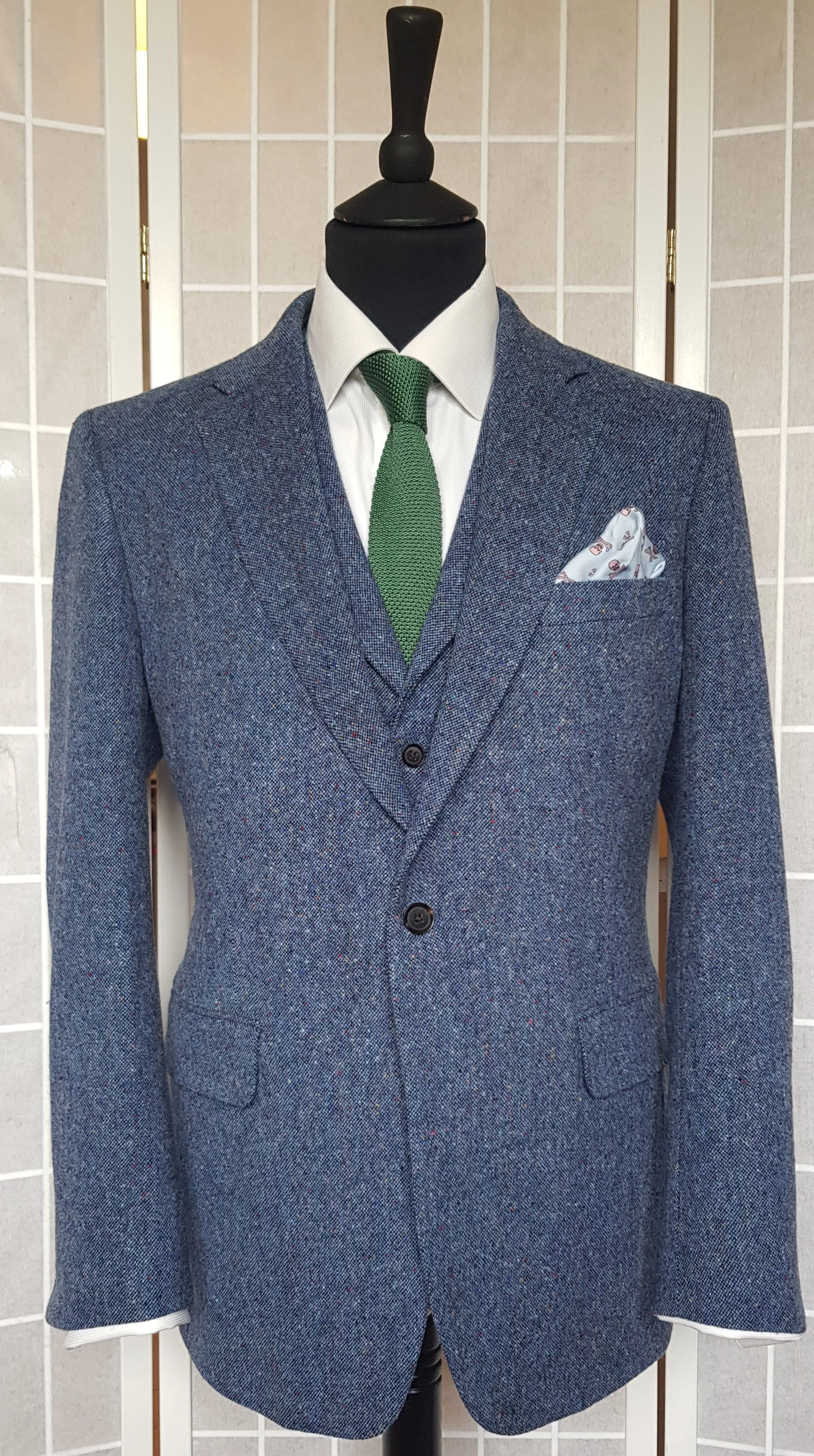 3 Piece Suit in Blue Donegal Tweed — TWEED ADDICT