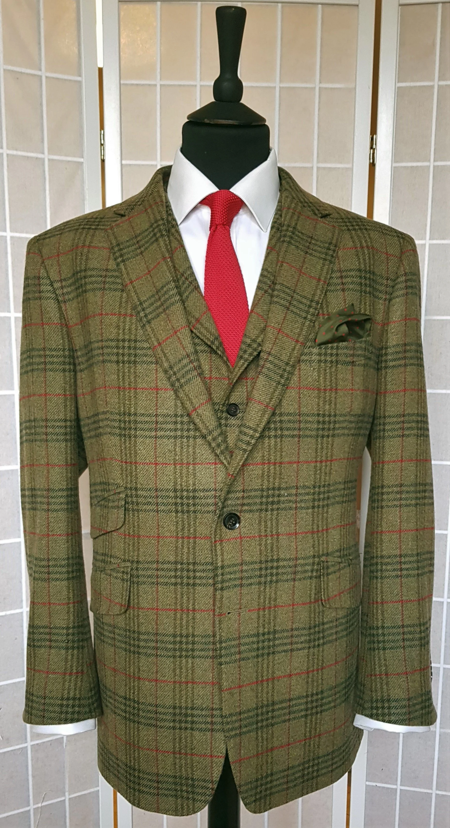 3 Piece Suit in Red and Green Check Tweed — TWEED ADDICT