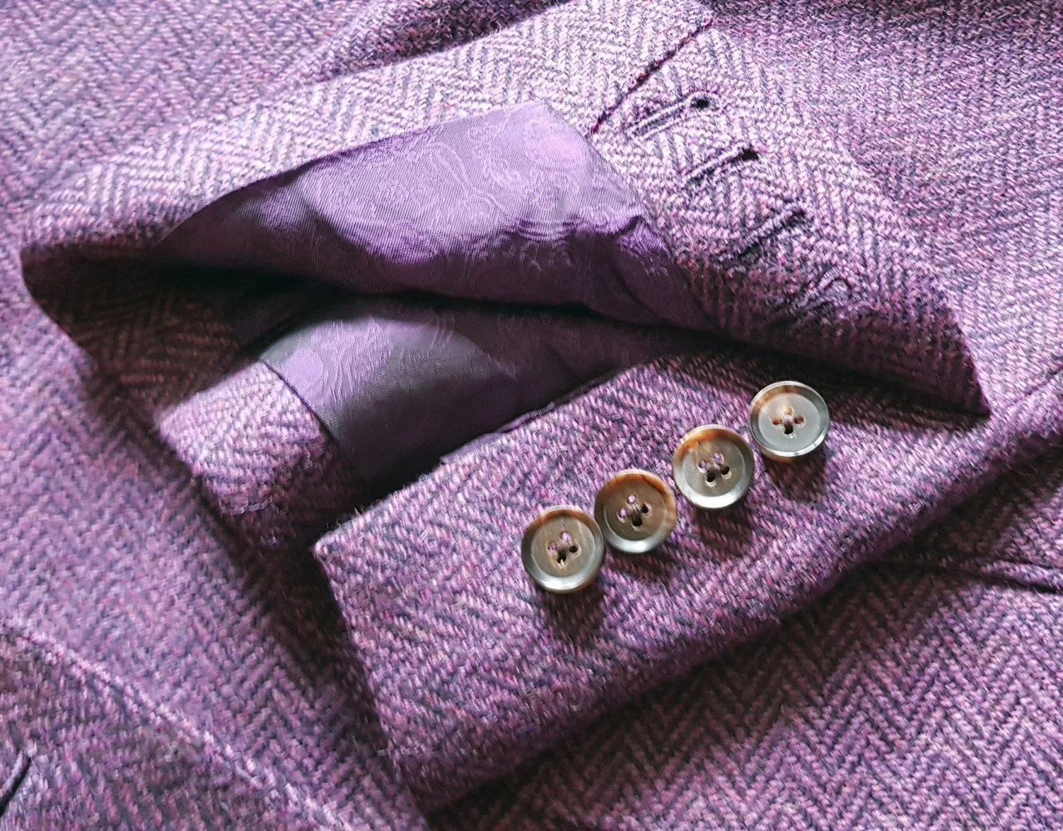 3 Piece Suit in Holland and Sherry Purple Herringbone Tweed — TWEED ADDICT