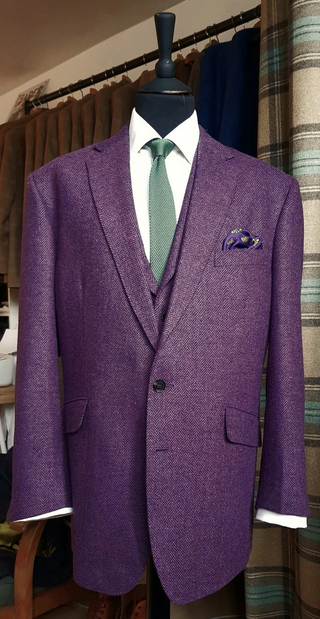 3 Piece Suit in Holland and Sherry Purple Herringbone Tweed — TWEED ADDICT