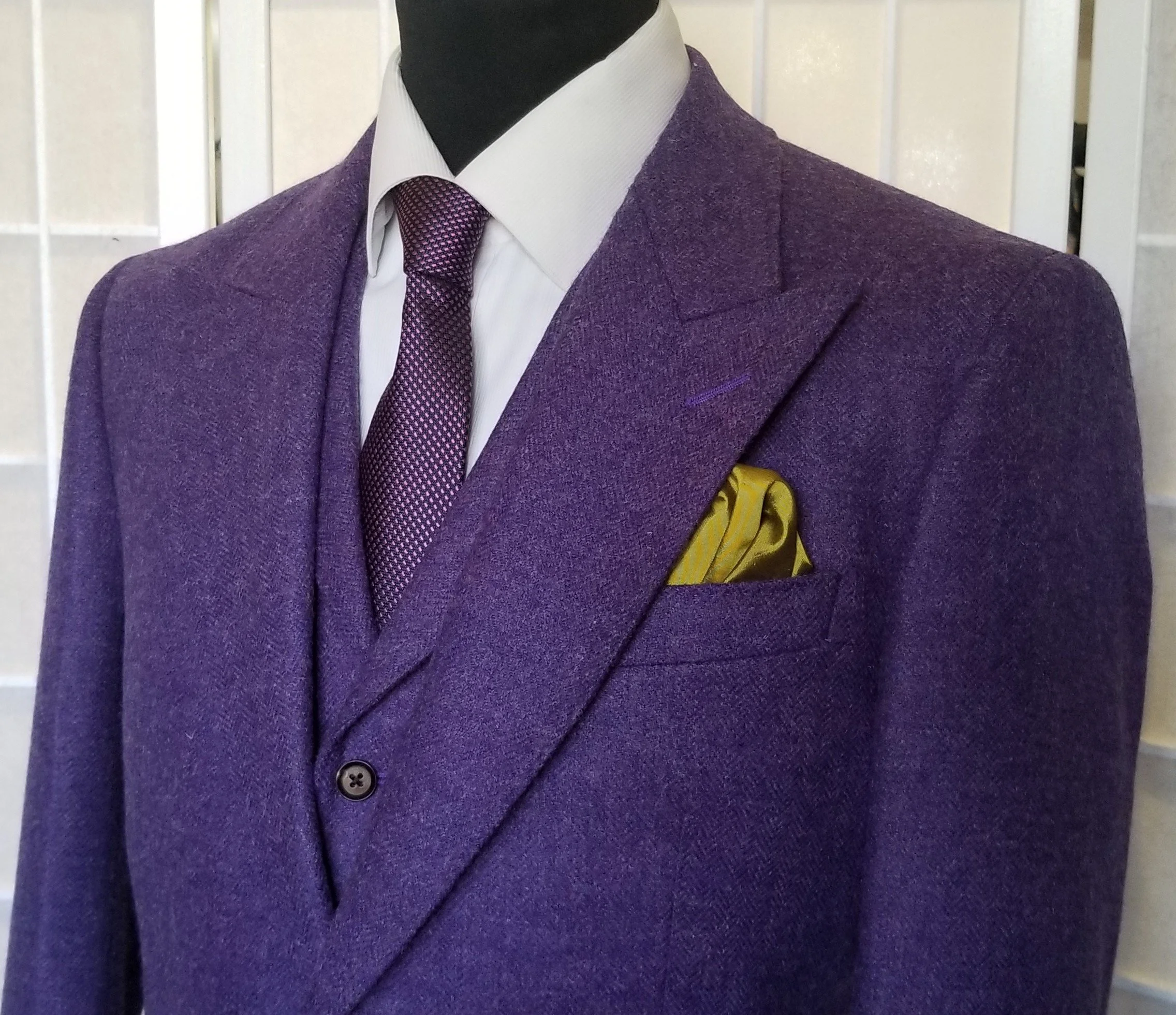 3 Piece Suit in Purple Herringbone Cheviot Tweed — TWEED ADDICT