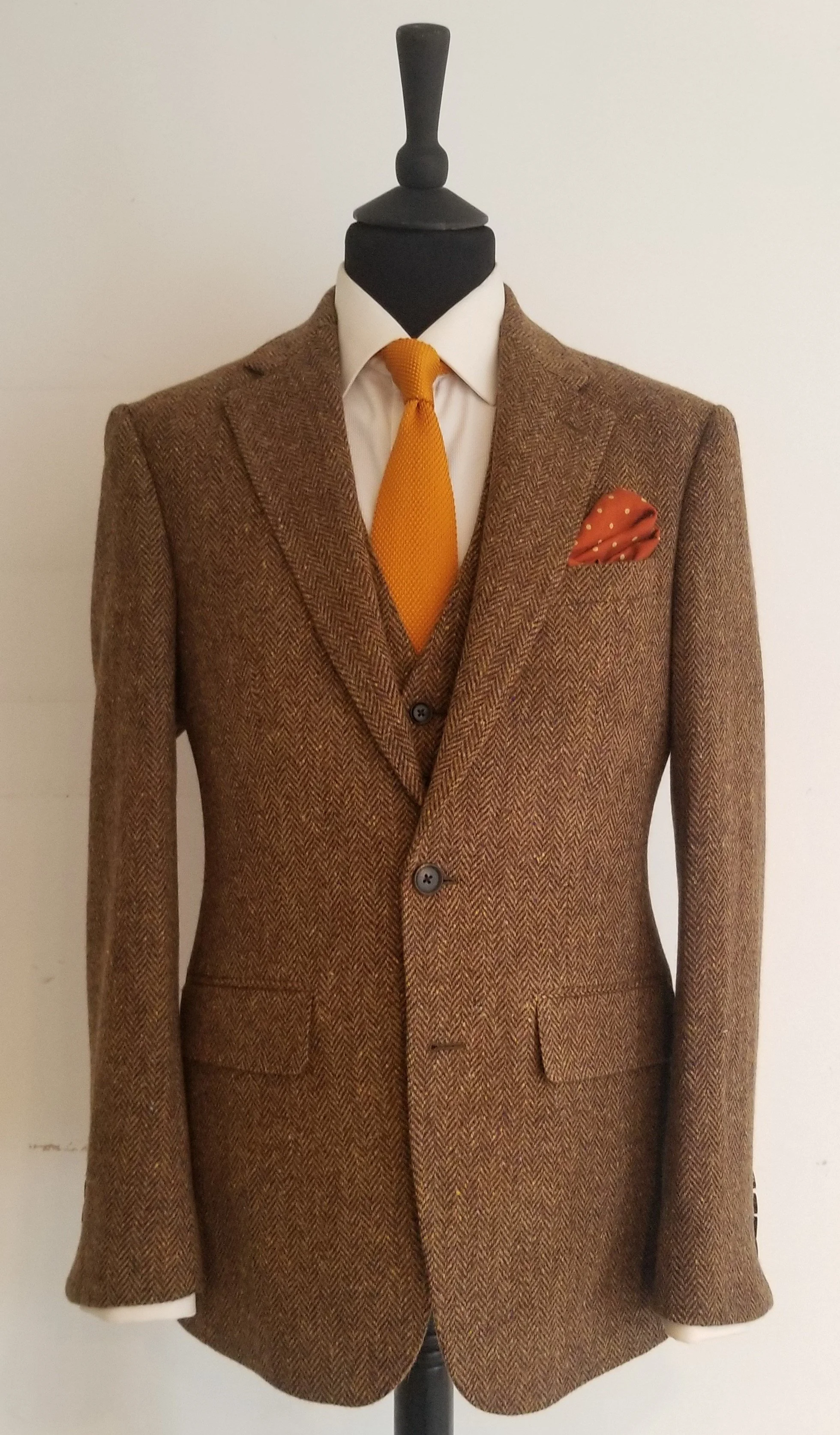 3 Piece Suit in Brown Herringbone Donegal Tweed by Magee — TWEED ADDICT