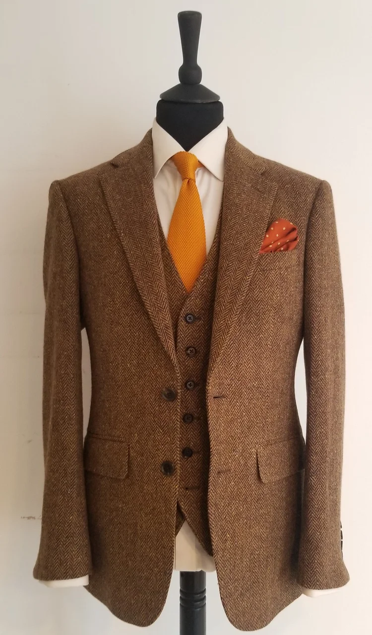 3 Piece Suit in Brown Herringbone Donegal Tweed by Magee — TWEED ADDICT