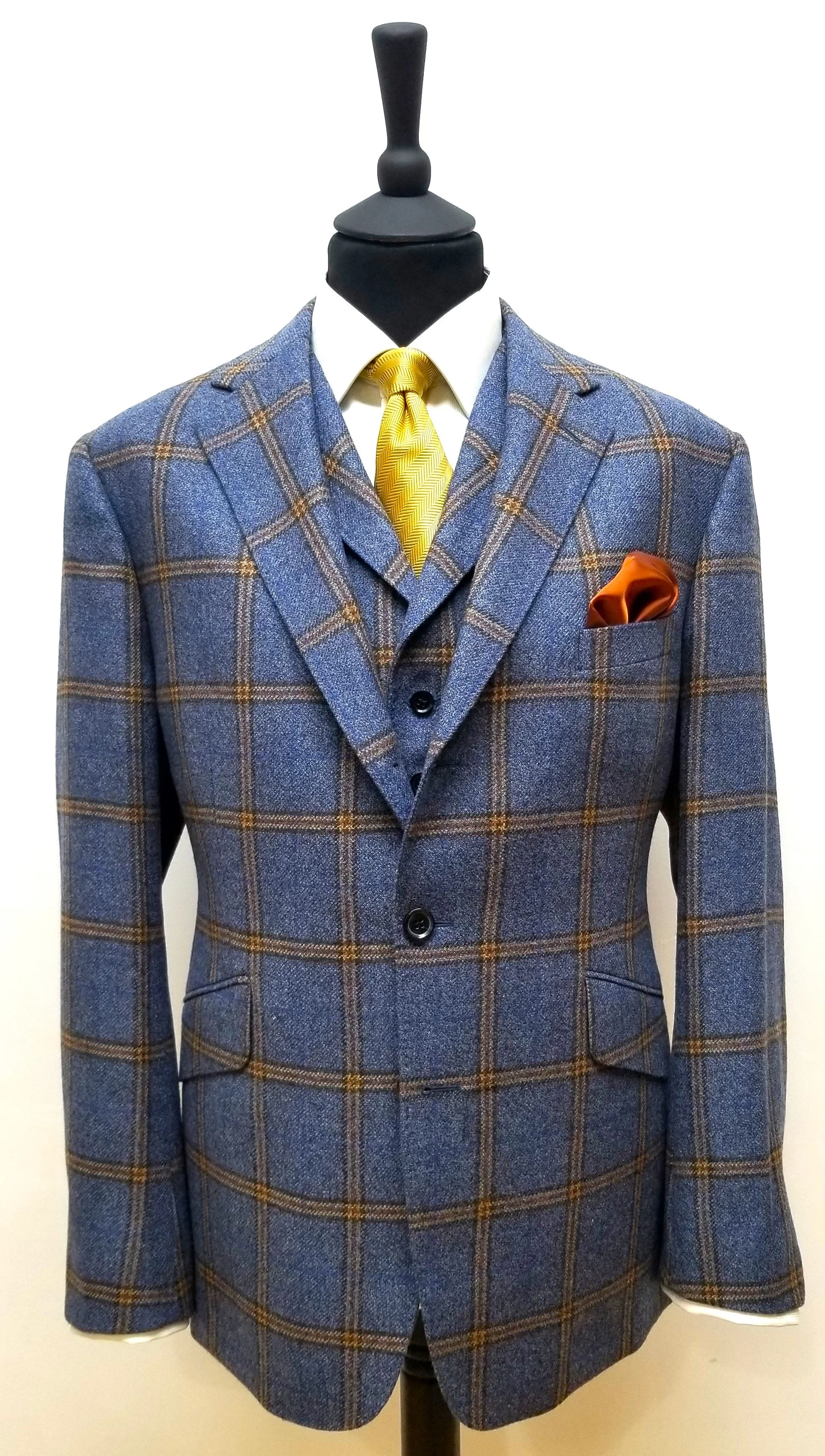 3 Piece Suit in Glenroyal Blue Check Tweed — TWEED ADDICT