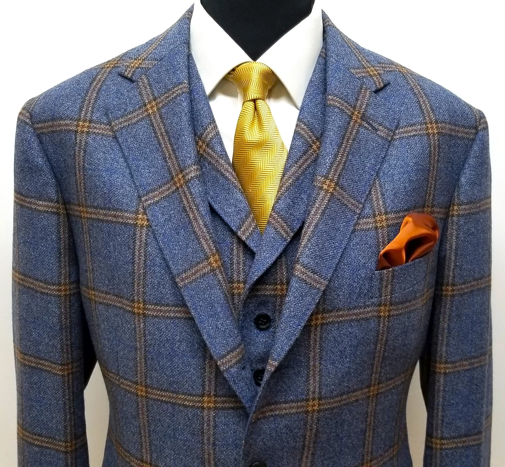 3 Piece Suit in Glenroyal Blue Check Tweed — TWEED ADDICT