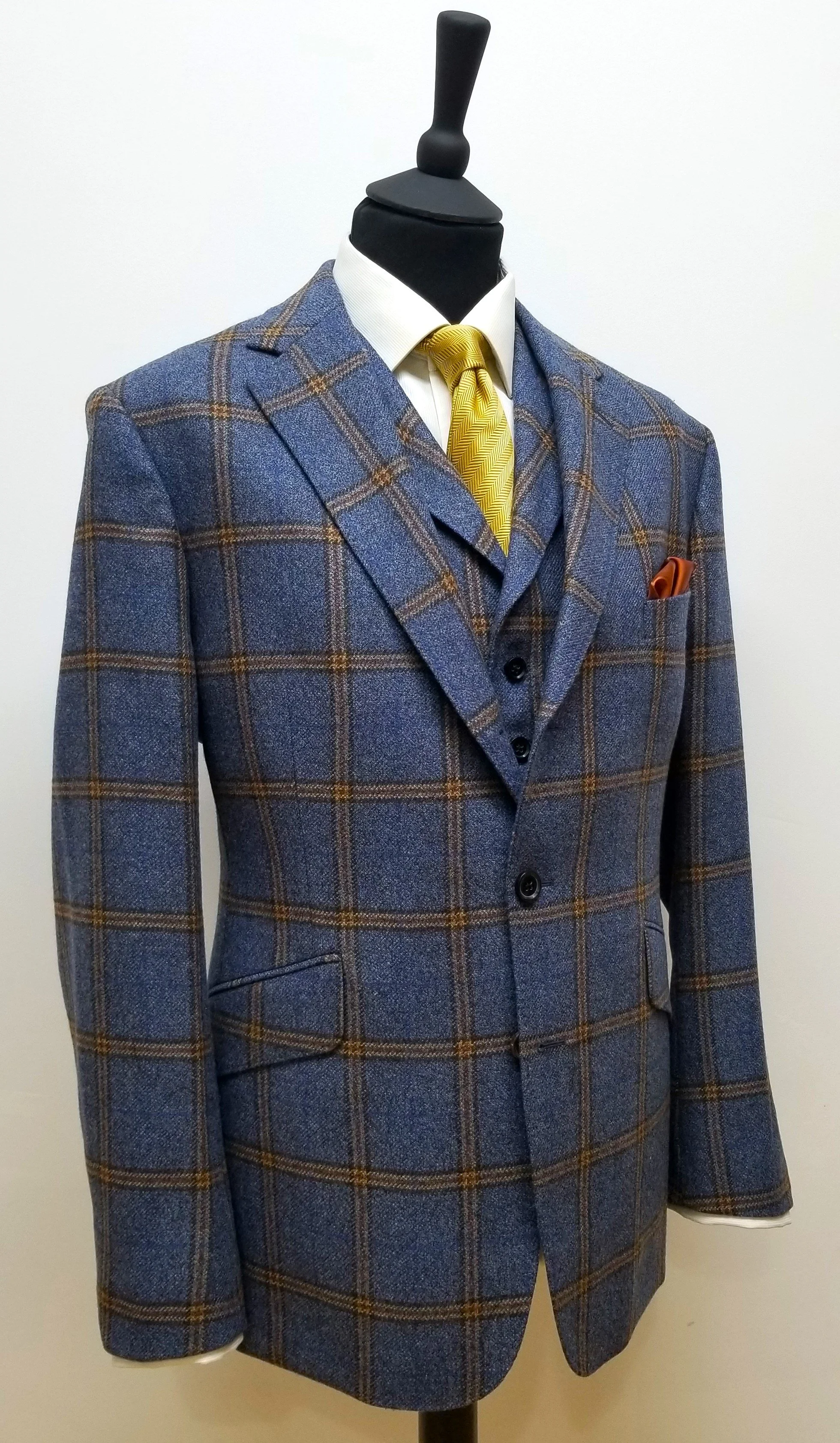 3 Piece Suit in Glenroyal Blue Check Tweed — TWEED ADDICT