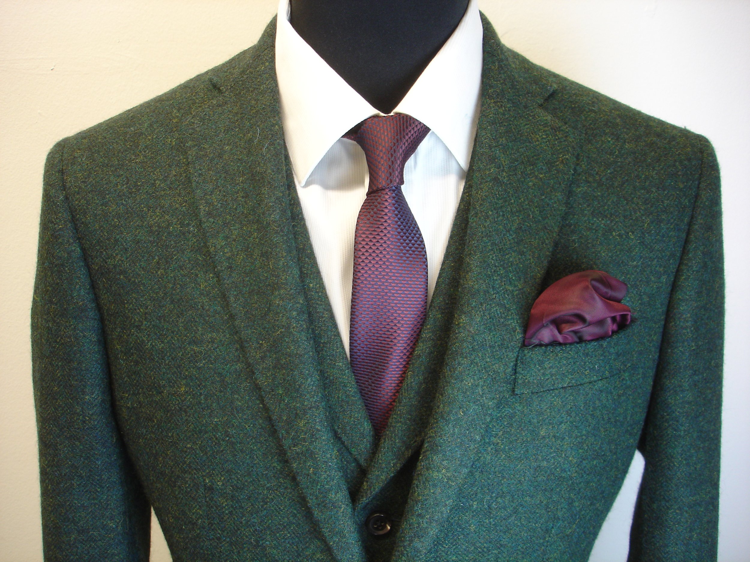 3 Piece Suit in Deep Green Herringbone Yorkshire Cheviot Tweed — TWEED ...