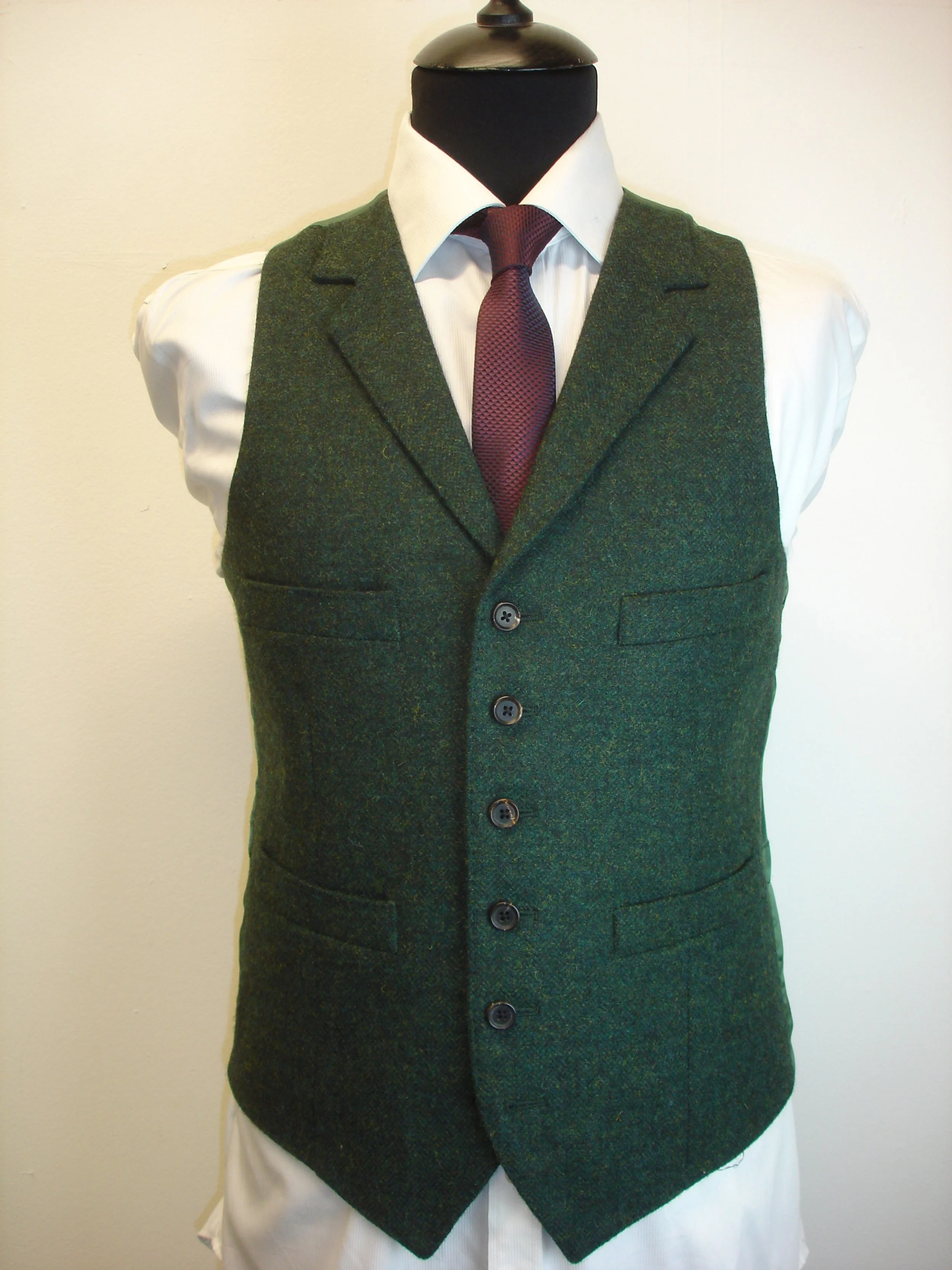 3 Piece Suit in Deep Green Herringbone Yorkshire Cheviot Tweed — TWEED ...