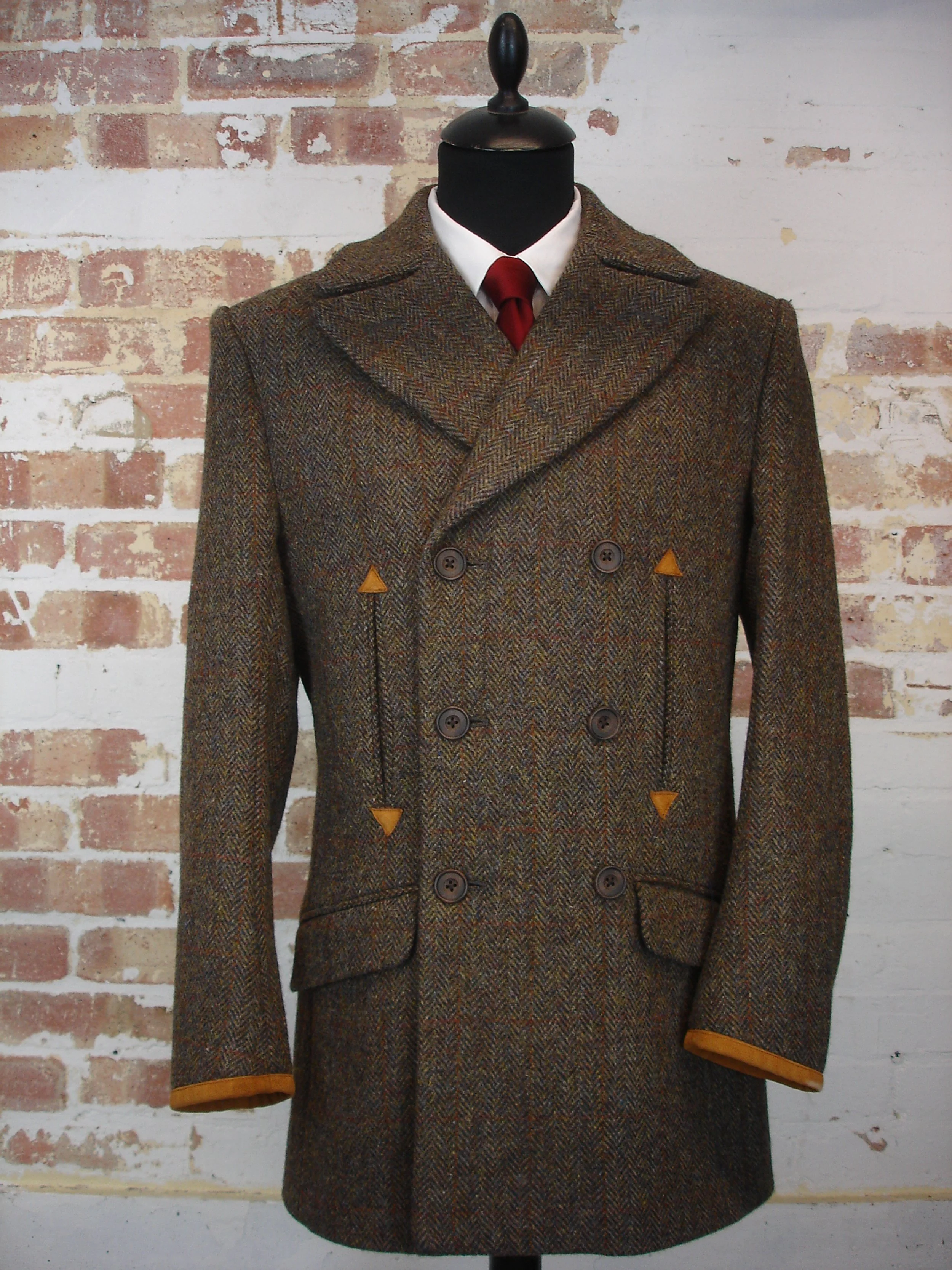 Herringbone Harris Tweed Pea Coat — TWEED ADDICT