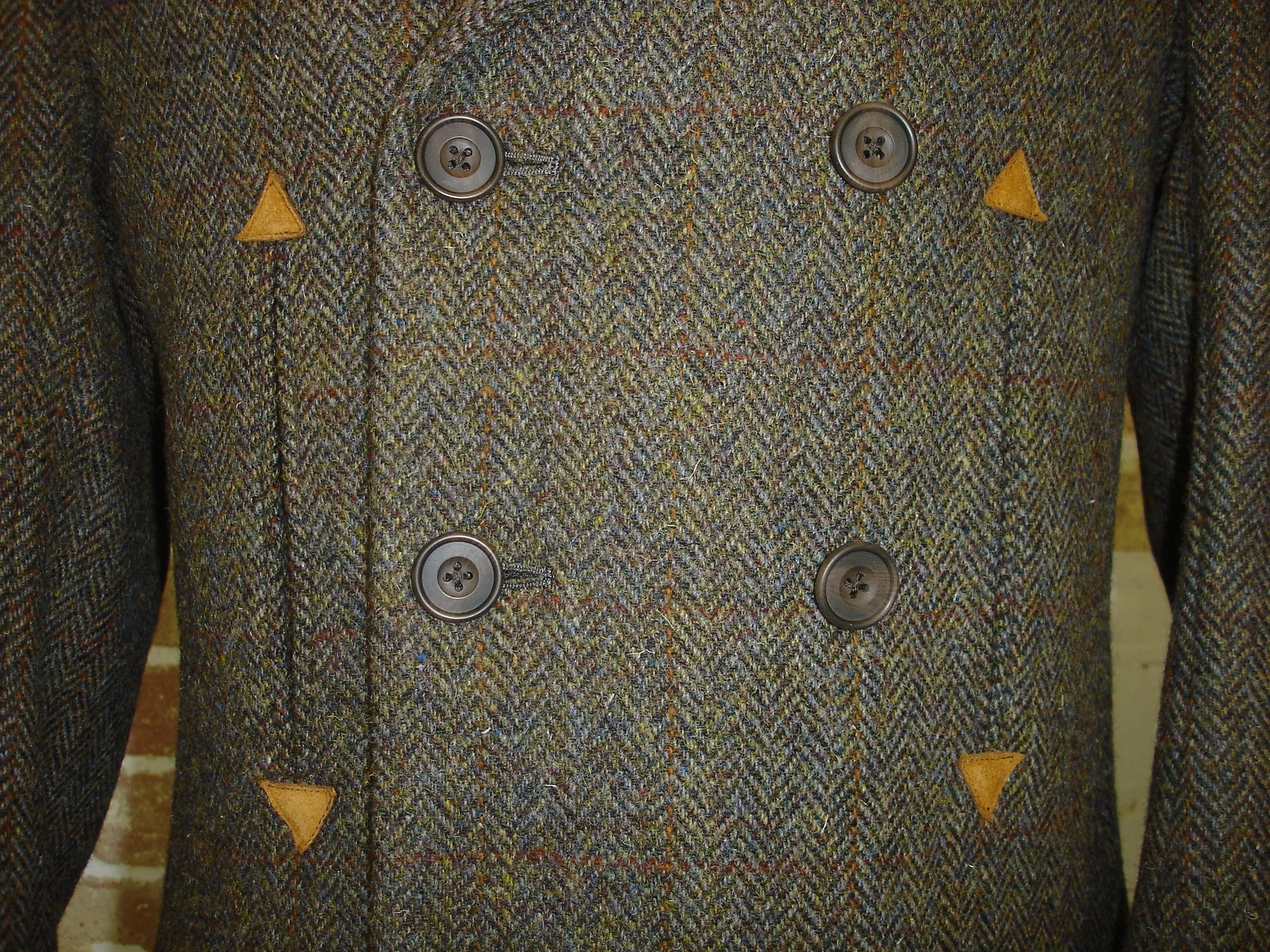Herringbone Harris Tweed Pea Coat — TWEED ADDICT