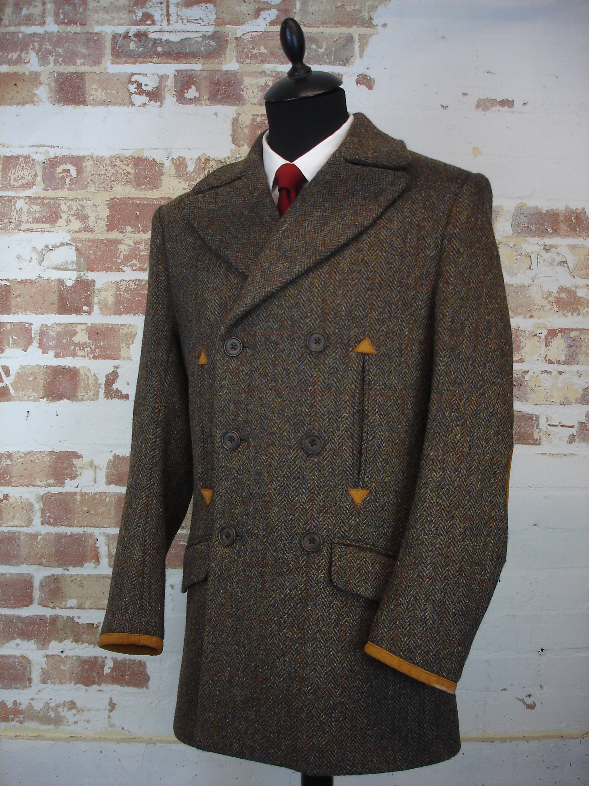 Herringbone Harris Tweed Pea Coat — TWEED ADDICT