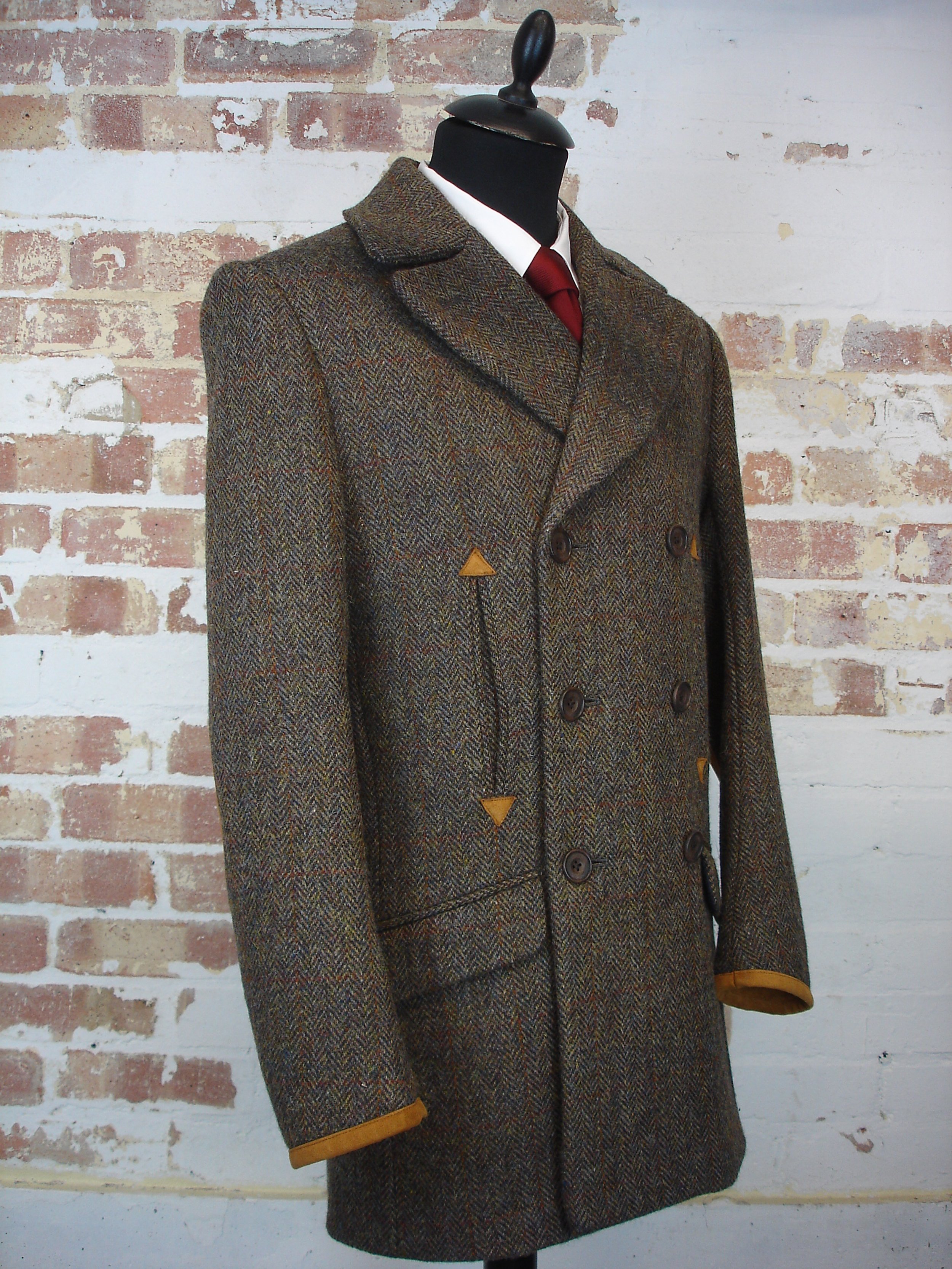 Herringbone Harris Tweed Pea Coat — TWEED ADDICT