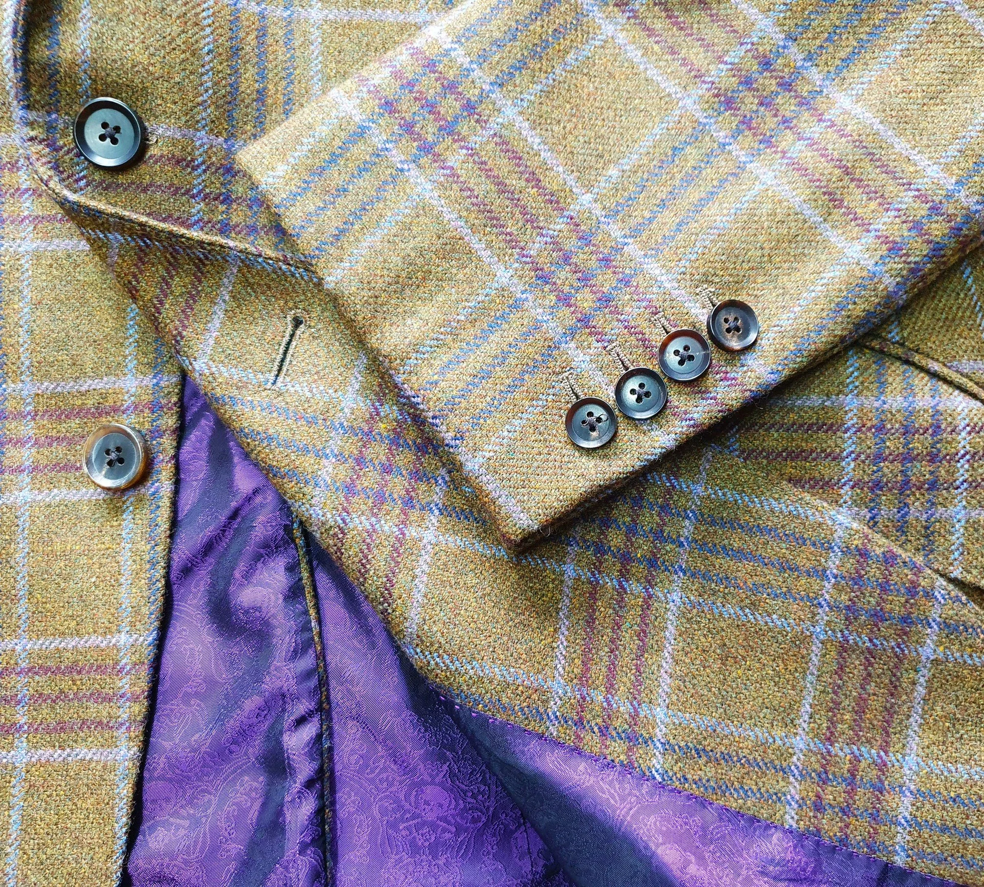 3 Piece Suit in Brown and Purple Check Lovat Mill Tweed — TWEED ADDICT