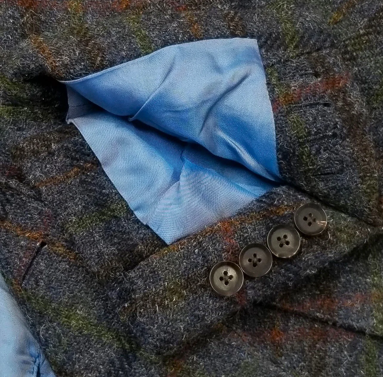 Harris Tweed Jacket with Red, Orange and Green Check — TWEED ADDICT