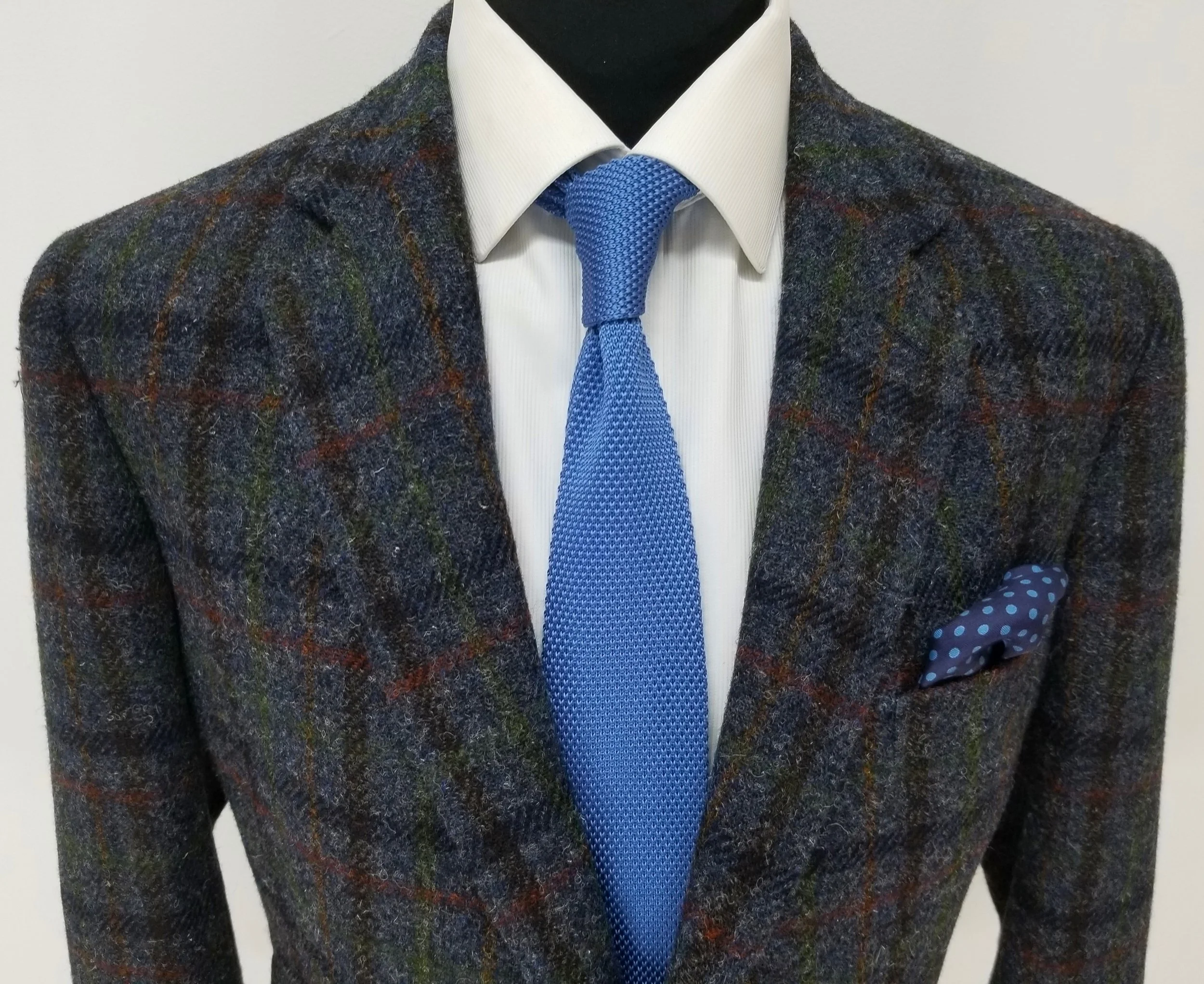 Harris Tweed Jacket with Red, Orange and Green Check — TWEED ADDICT