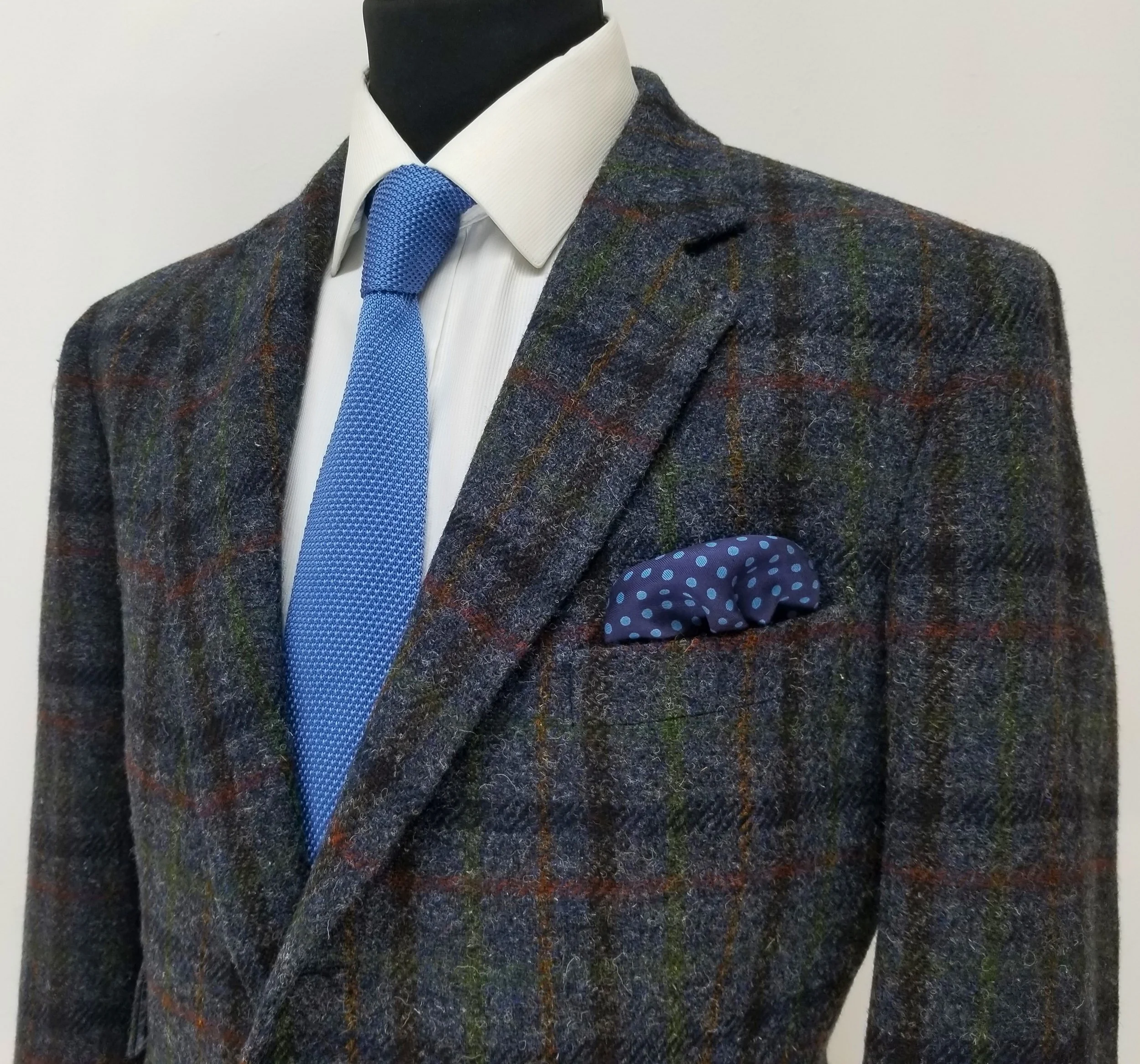 Harris Tweed Jacket with Red, Orange and Green Check — TWEED ADDICT