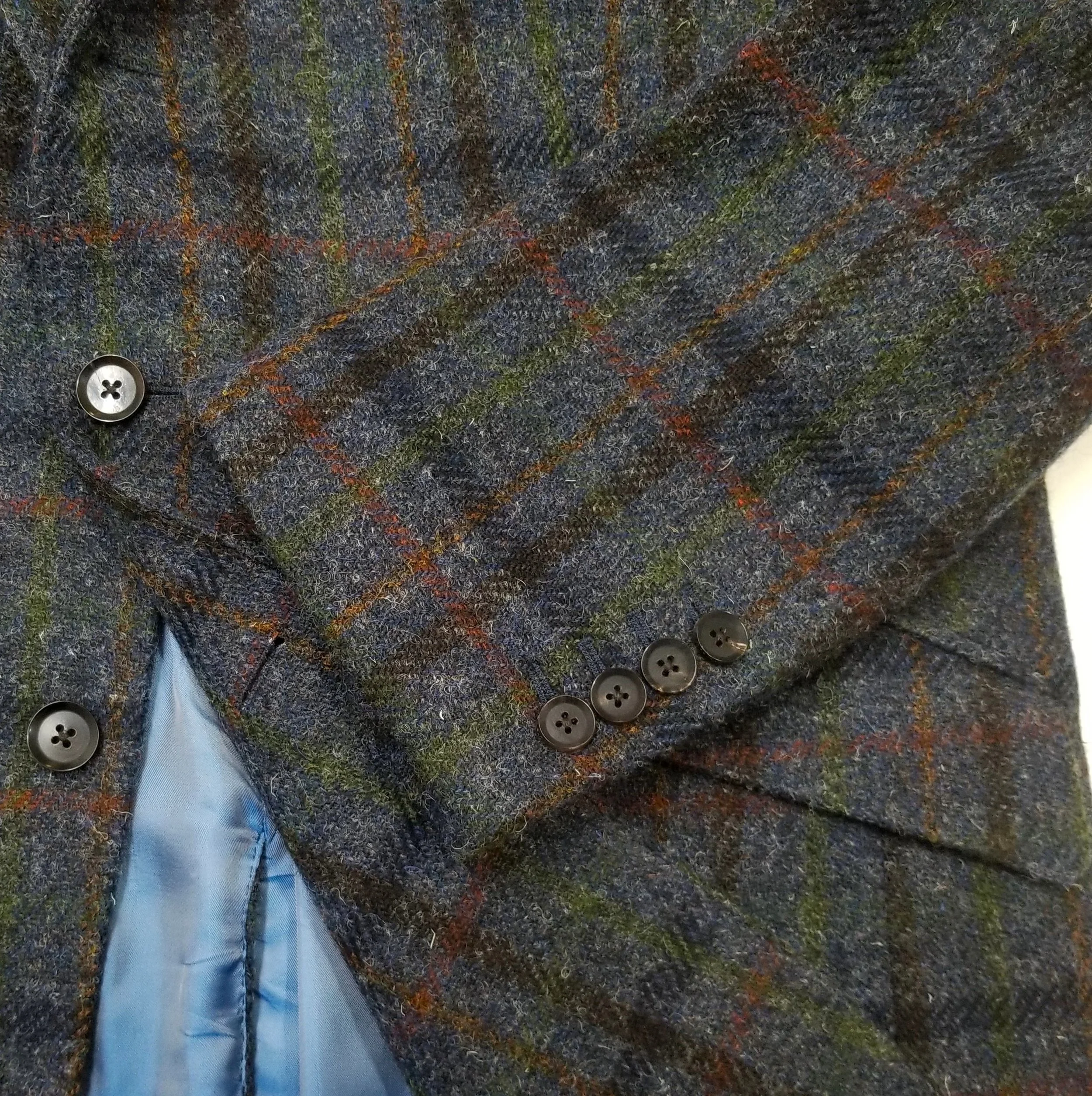 Harris Tweed Jacket with Red, Orange and Green Check — TWEED ADDICT