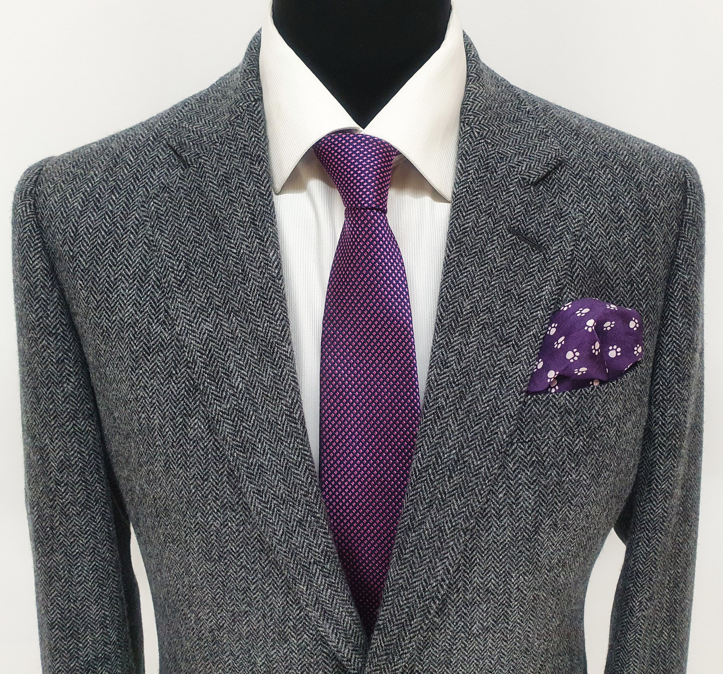Grey Merino Lambswool Herringbone Tweed Suit — TWEED ADDICT