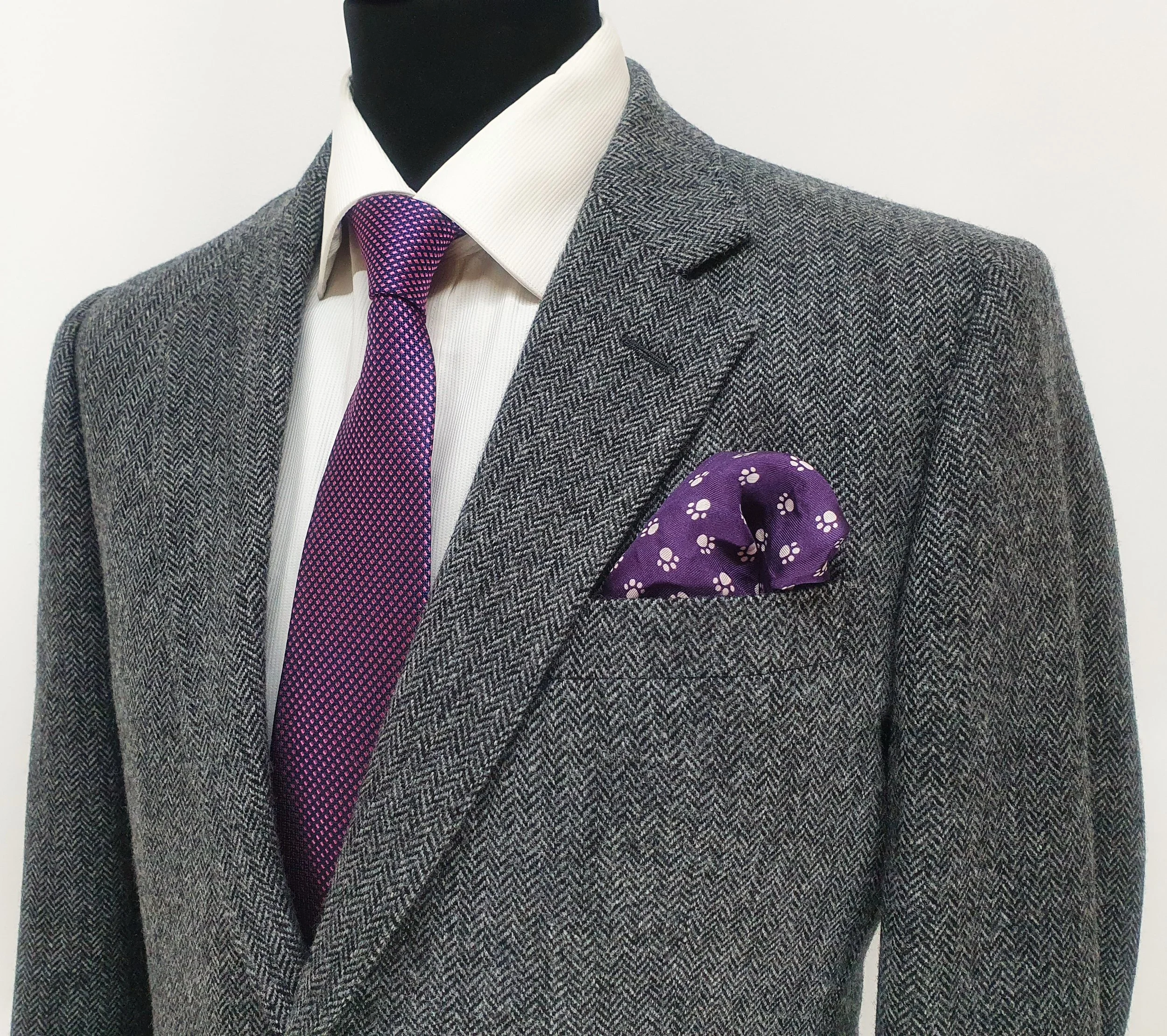 Grey Merino Lambswool Herringbone Tweed Suit — TWEED ADDICT