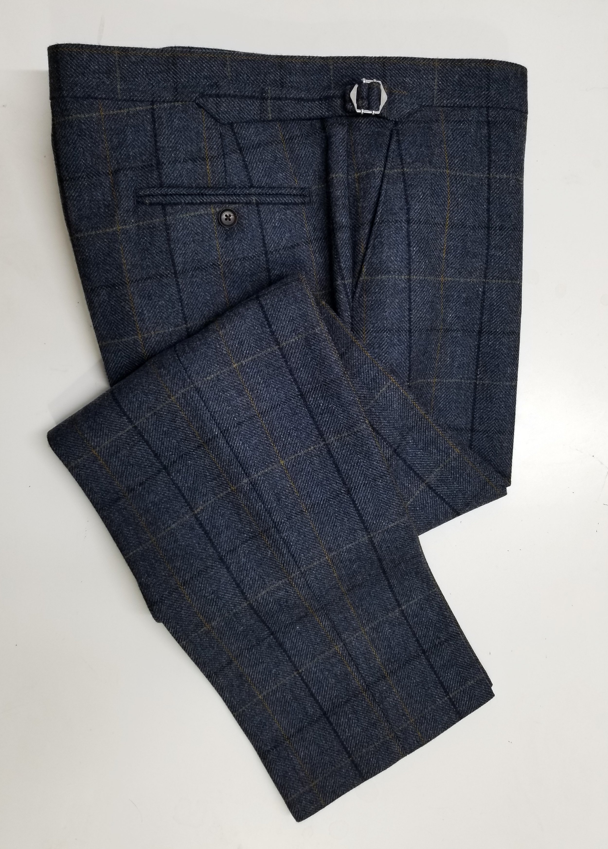 3 Piece Suit in Denim Blue Checked Tweed — TWEED ADDICT
