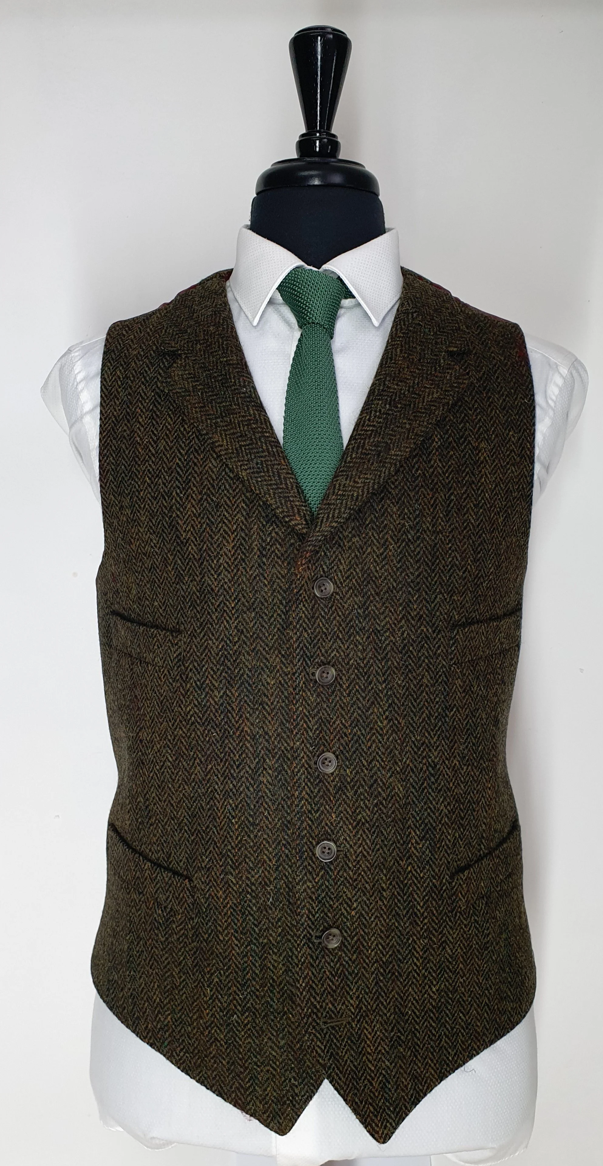 3 Piece Suit in Holland and Sherry Green Herringbone Harris Tweed ...