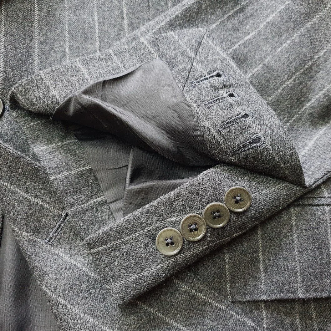 3 Piece Suit in Grey Flannel Chalk Stripe by HFW — TWEED ADDICT