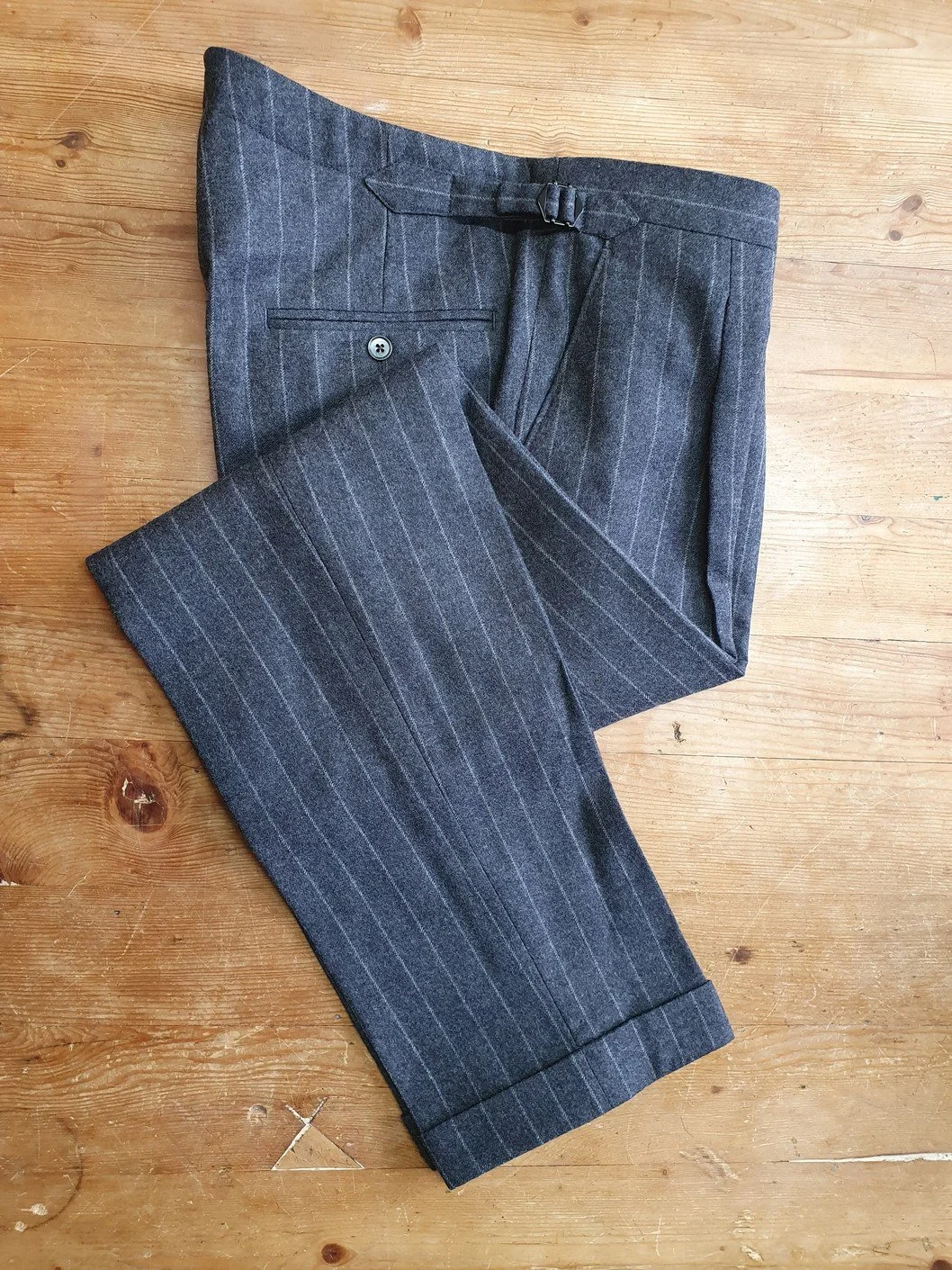 3 Piece Suit in Grey Flannel Chalk Stripe by HFW — TWEED ADDICT