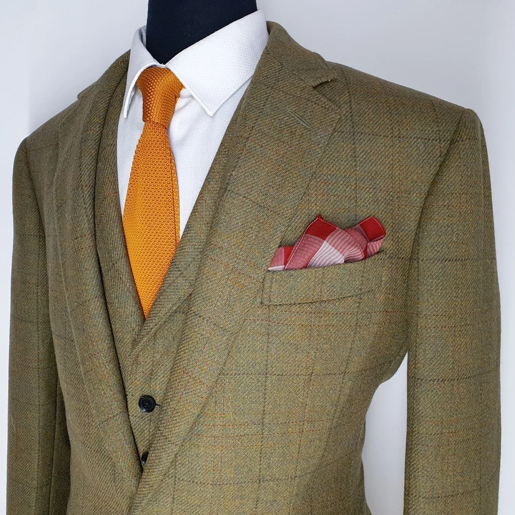 3 Piece Suit in Lovat Mill Kirkton Green Check Tweed — TWEED ADDICT