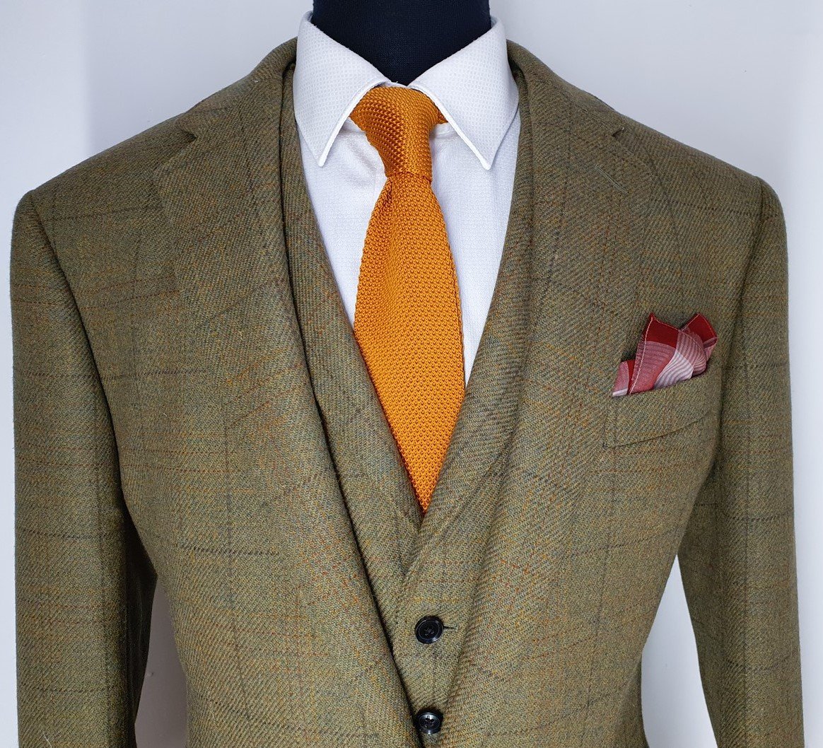 3 Piece Suit in Lovat Mill Kirkton Green Check Tweed — TWEED ADDICT