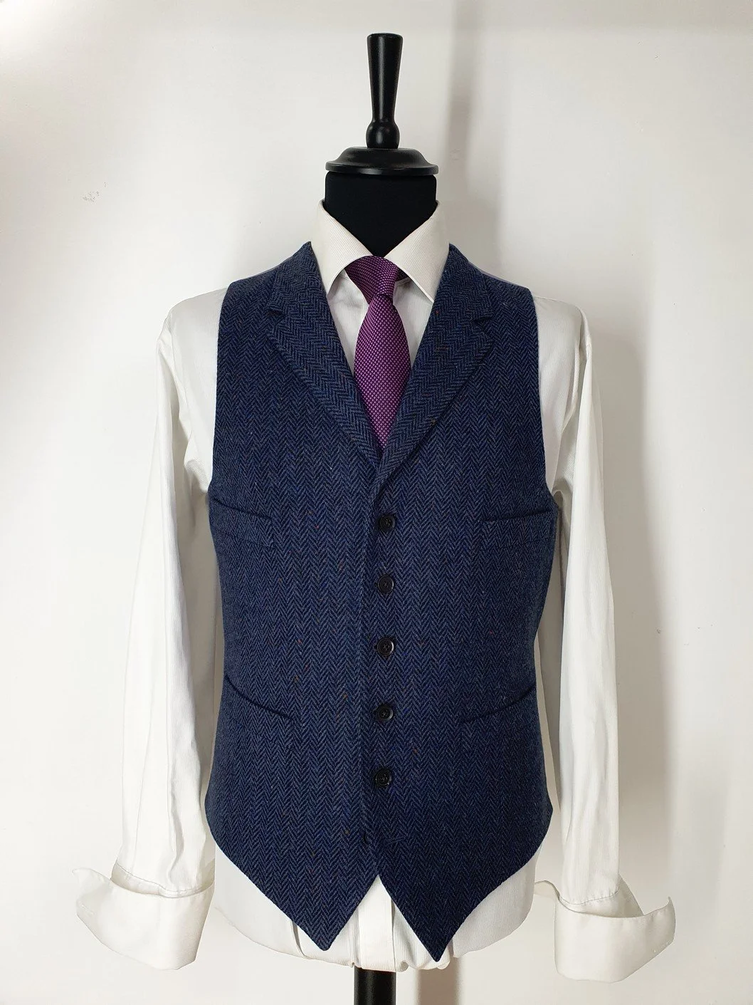 Blue Herringbone 3 Piece in Magee Donegal Tweed — TWEED ADDICT