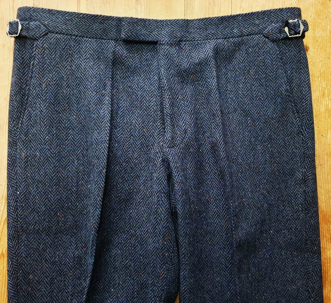 Blue Herringbone 3 Piece in Magee Donegal Tweed — TWEED ADDICT