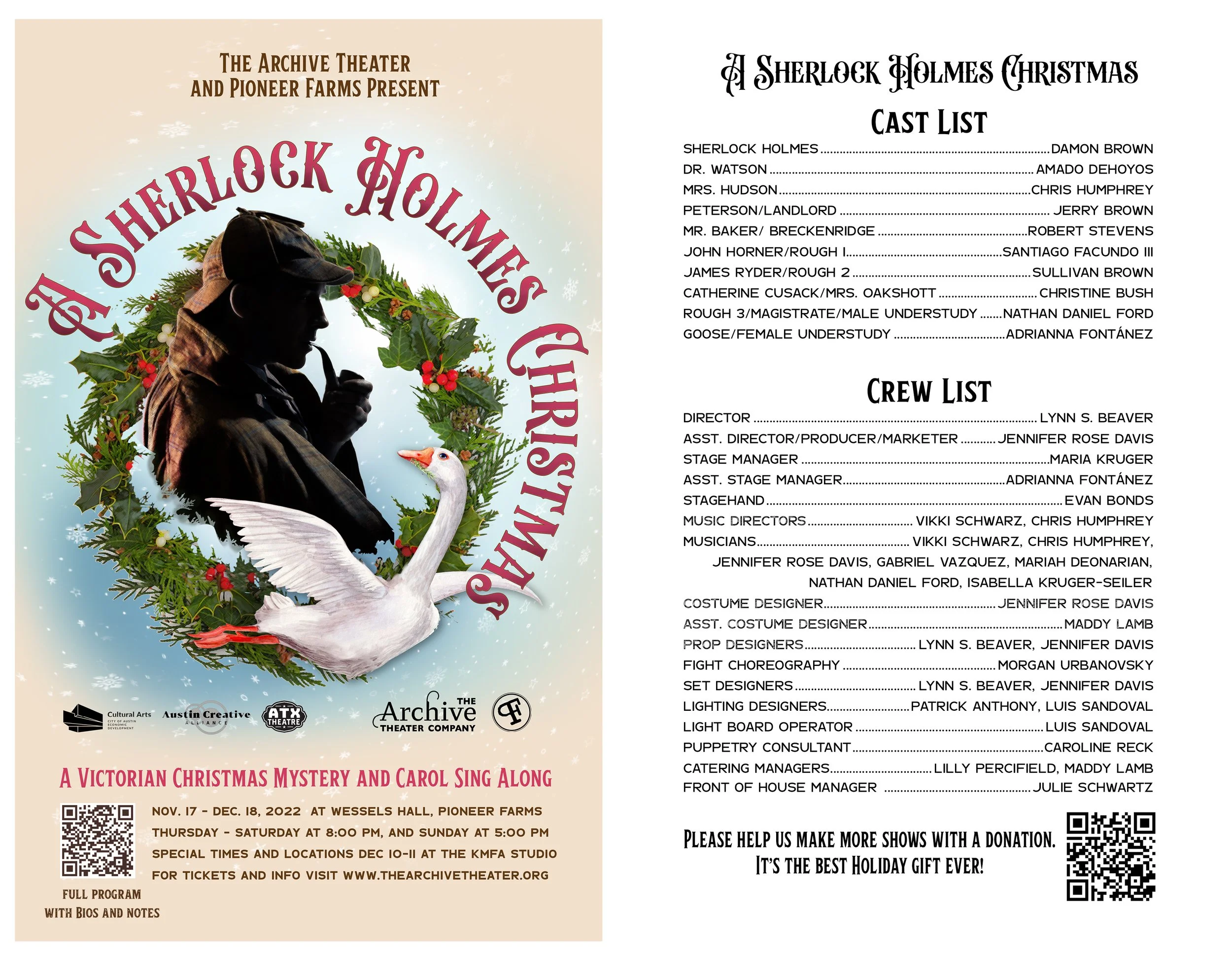 A Sherlock Holmes Christmas November 2022 — The Archive Theater ...