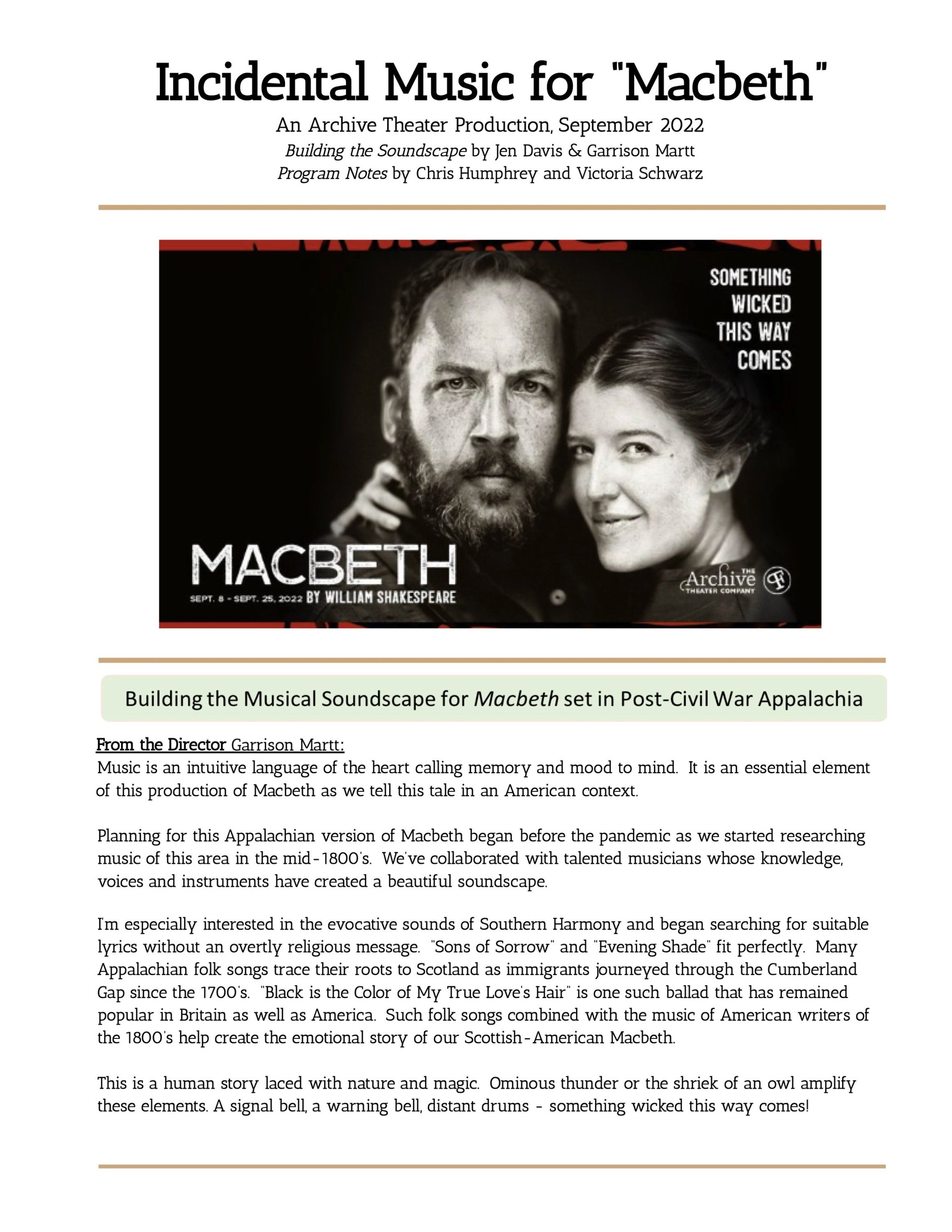 Macbeth September 2022 — The Archive Theater | Austin, Texas