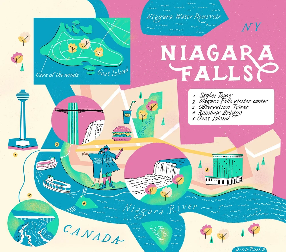 Illustrated Map Of Niagara Falls — Dina Ruzha