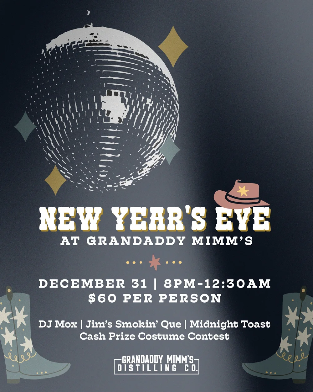 GDM's Cowboy Disco 🪩 New Year's Eve Ball — Grandaddy Mimm's Distilling Co.
