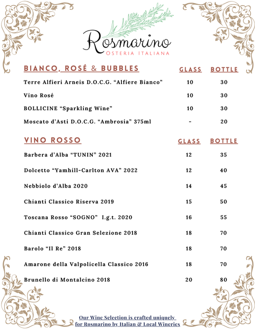 Menus — Rosmarino